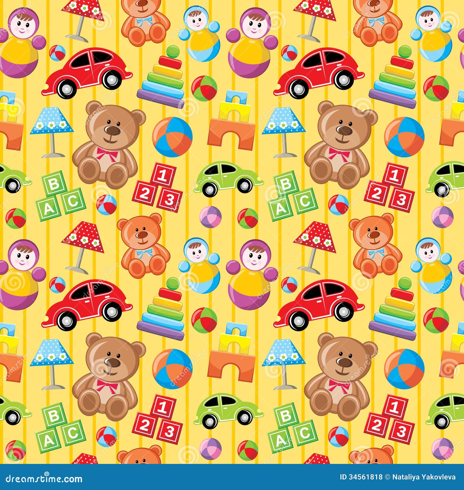 Seamless Toys Pattern Stock Vector Illustration Of Vector 34561818