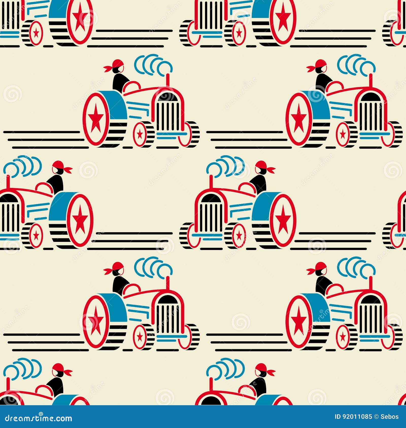 Tractors Seamless Vector Border. Repeating Kids Pattern Tractors ...