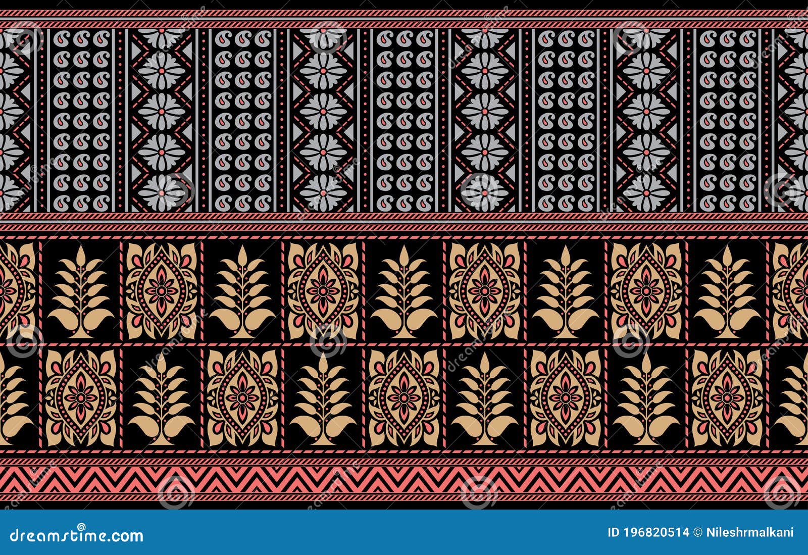 Seamless Traditional Asian Border Design Stock Vector - Illustration of ...