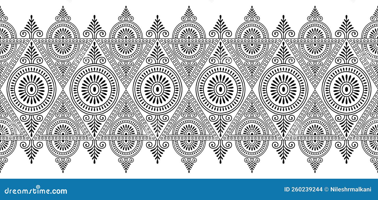 Seamless Traditional Asian Border Design Stock Vector - Illustration of ...