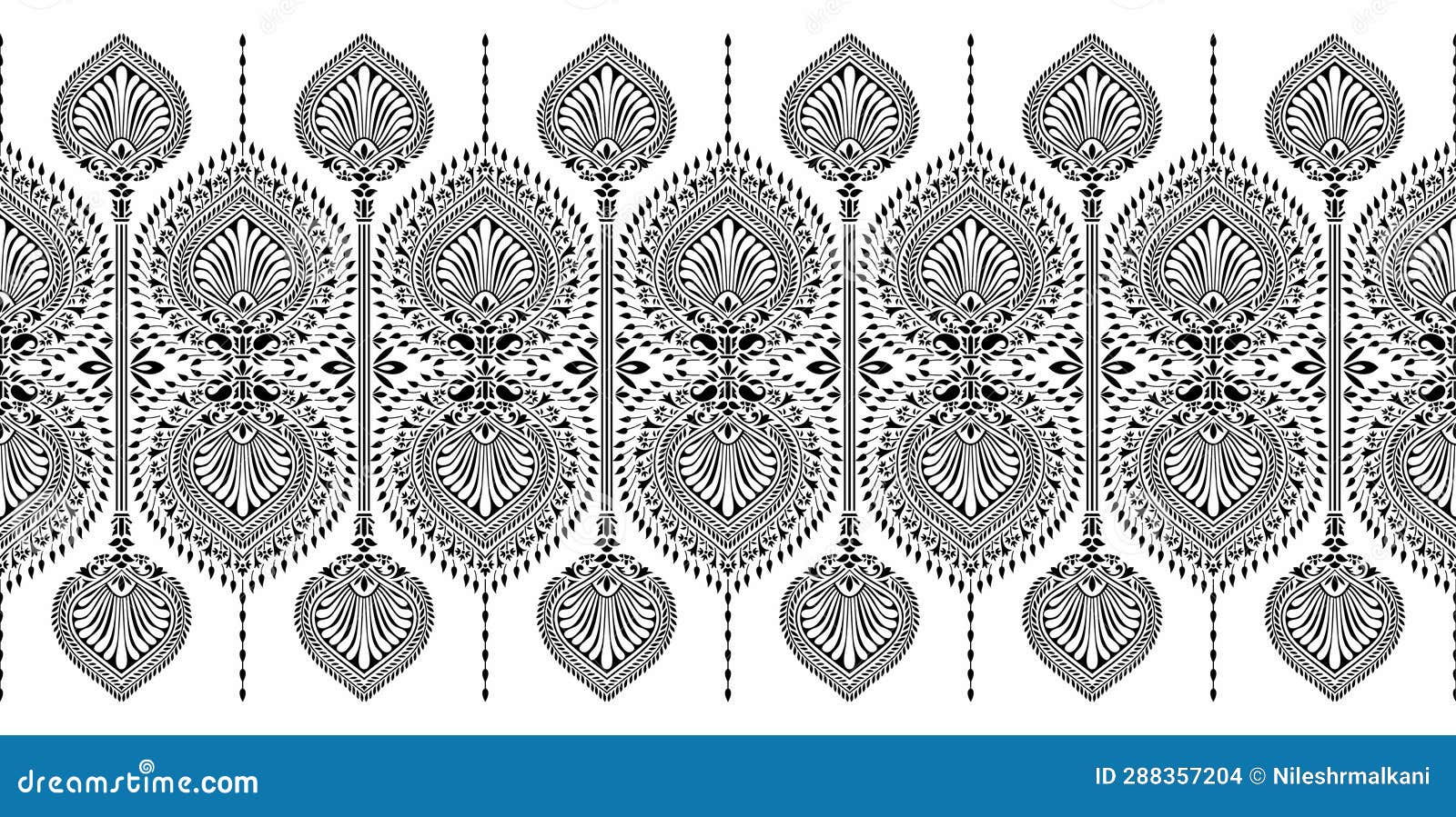 Seamless Traditional Asian Border Design Stock Vector - Illustration of ...