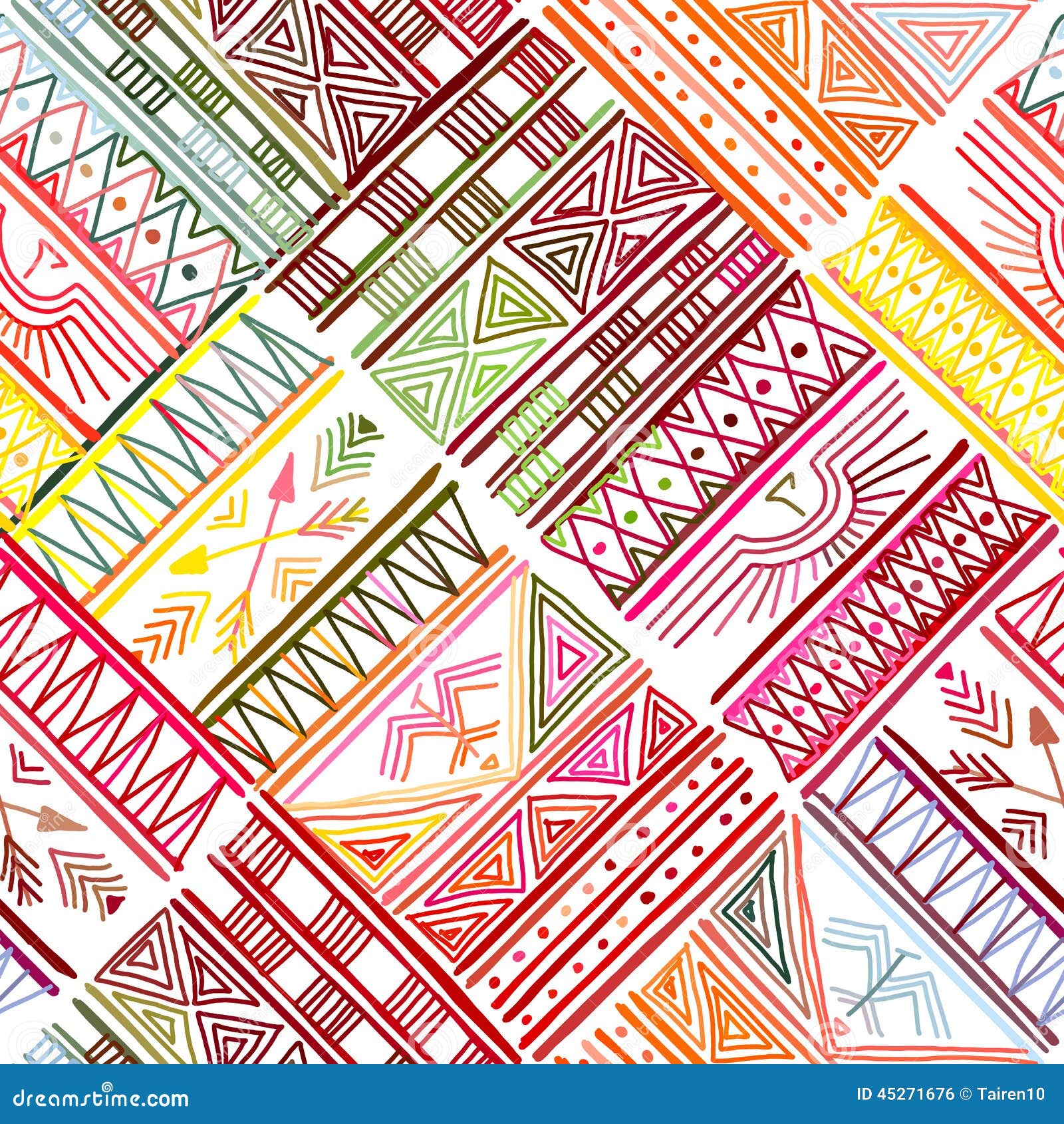 Seamless Traditional Doodle Indian Ornament Stock Vector - Illustration ...