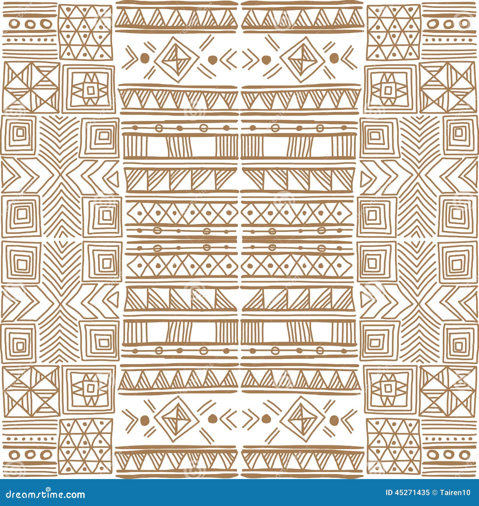 Seamless Traditional Doodle Indian Ornament Stock Vector - Illustration ...