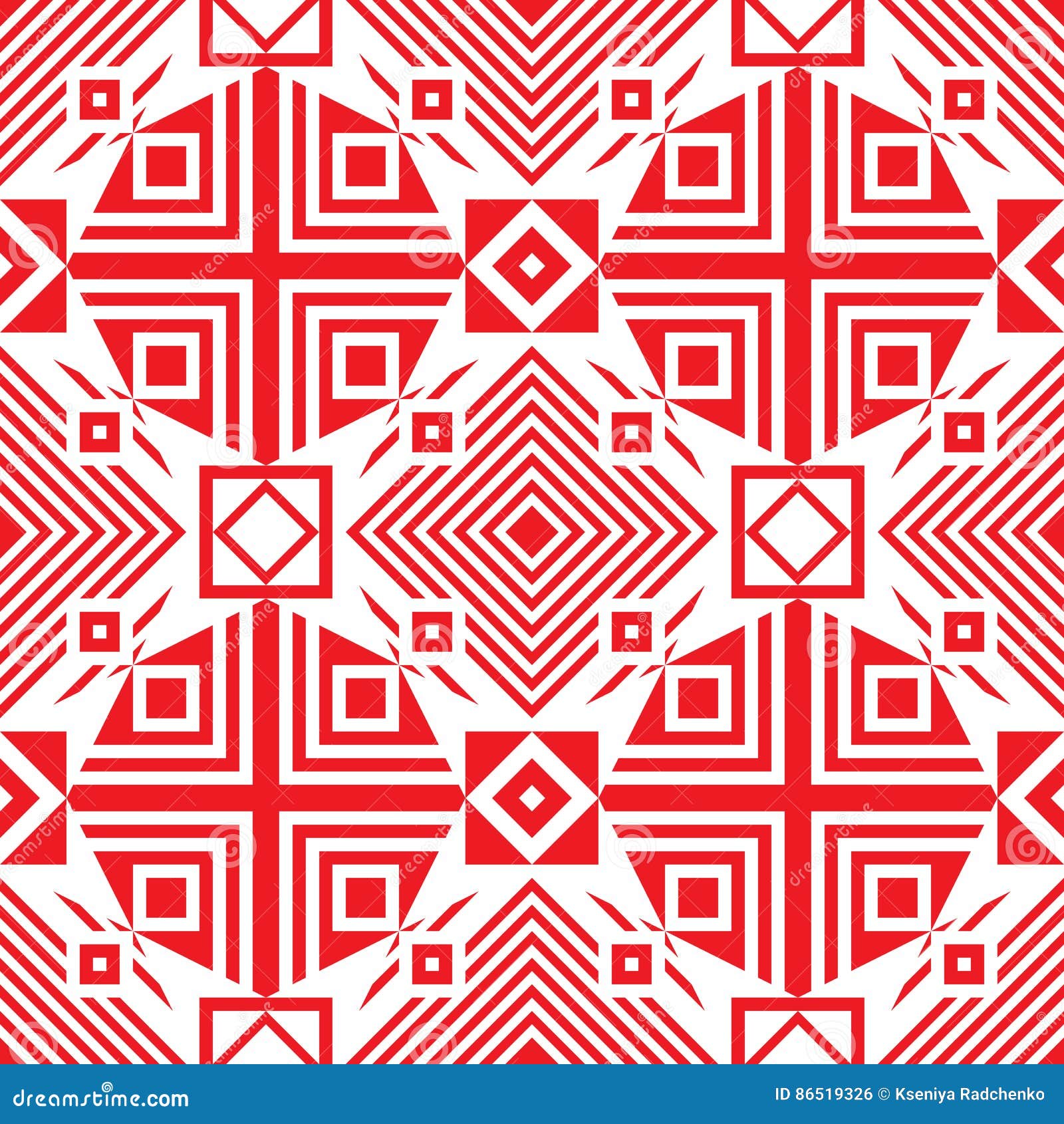 Seamless Traditional Geometric Pattern. Red and White Stock Vector ...