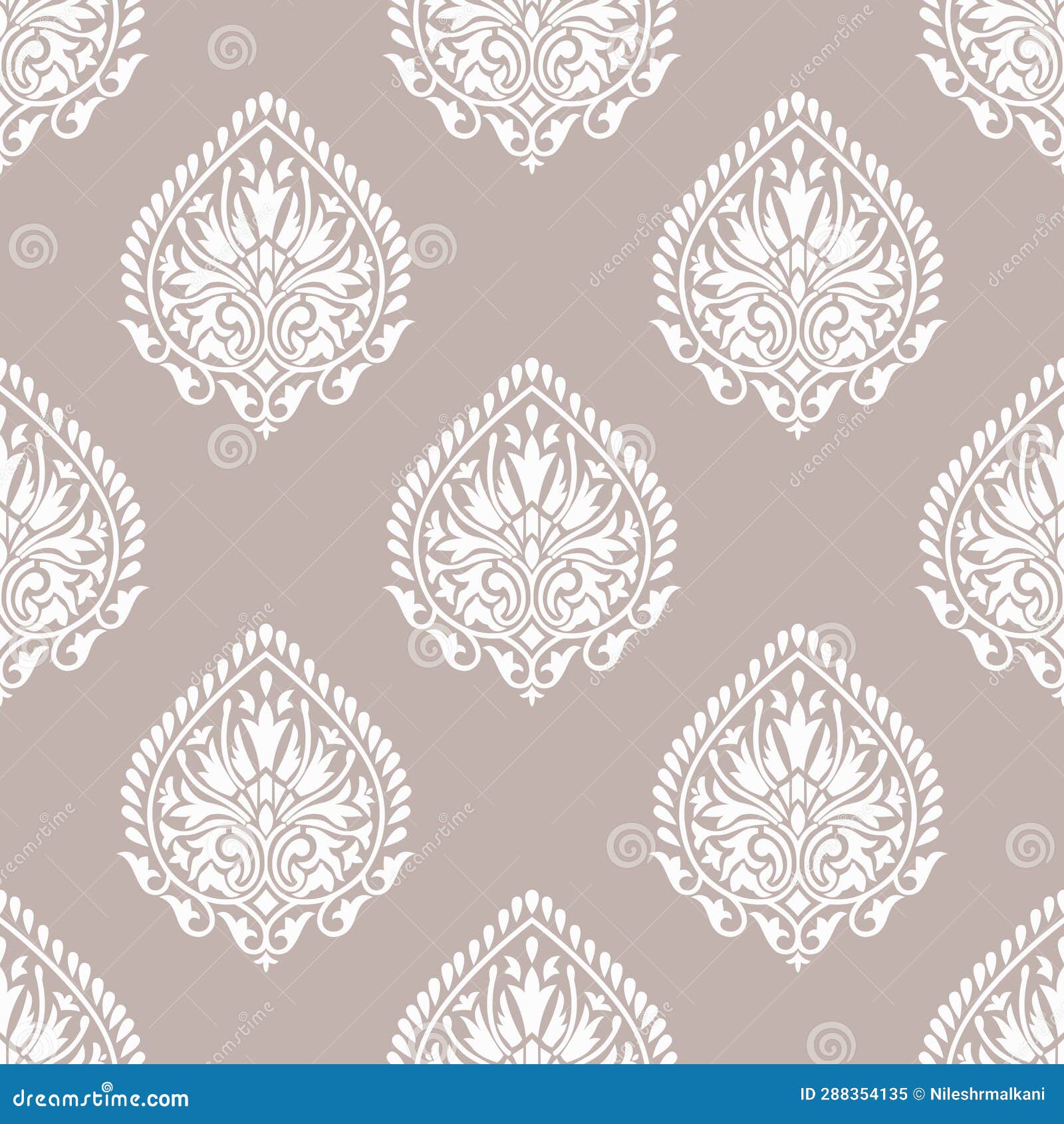 Seamless Vector Damask Pattern Design Stock Illustration - Illustration ...