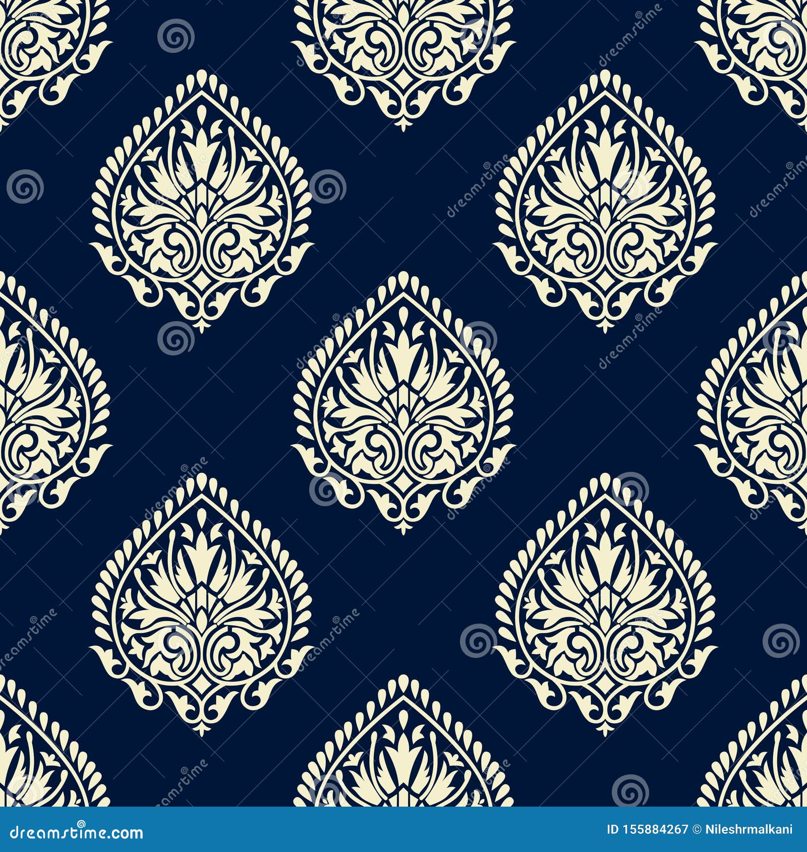 Seamless Traditional Indian Damask Pattern Stock Vector - Illustration ...