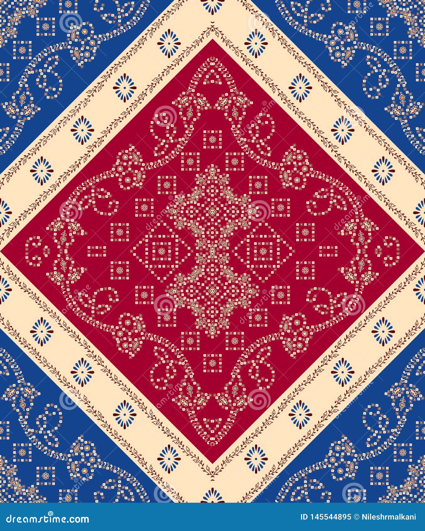 Seamless Traditional Indian Textile Design Pattern Stock Illustration ...