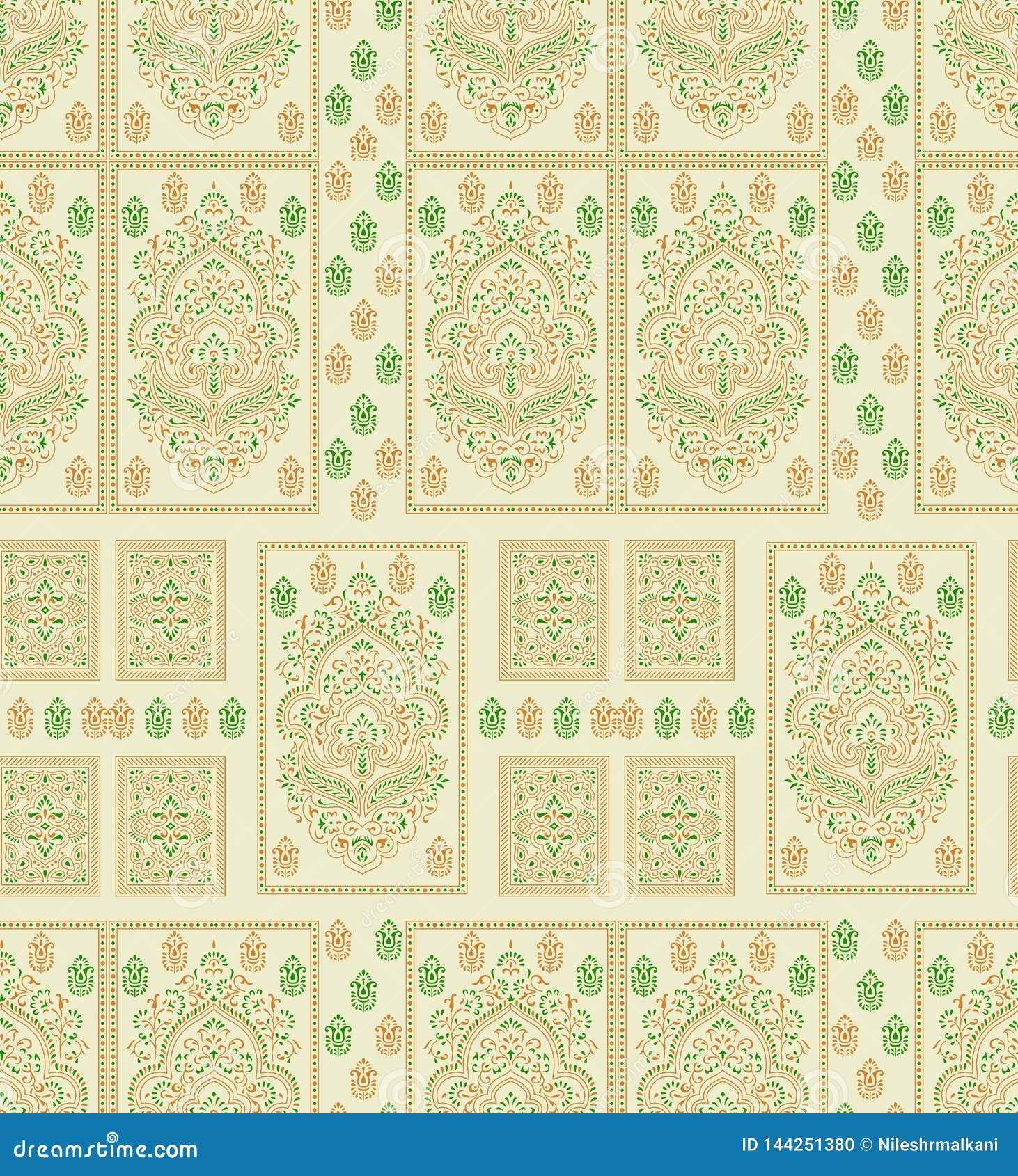 Seamless Traditional Indian Textile Fabric Pattern Stock Illustration ...