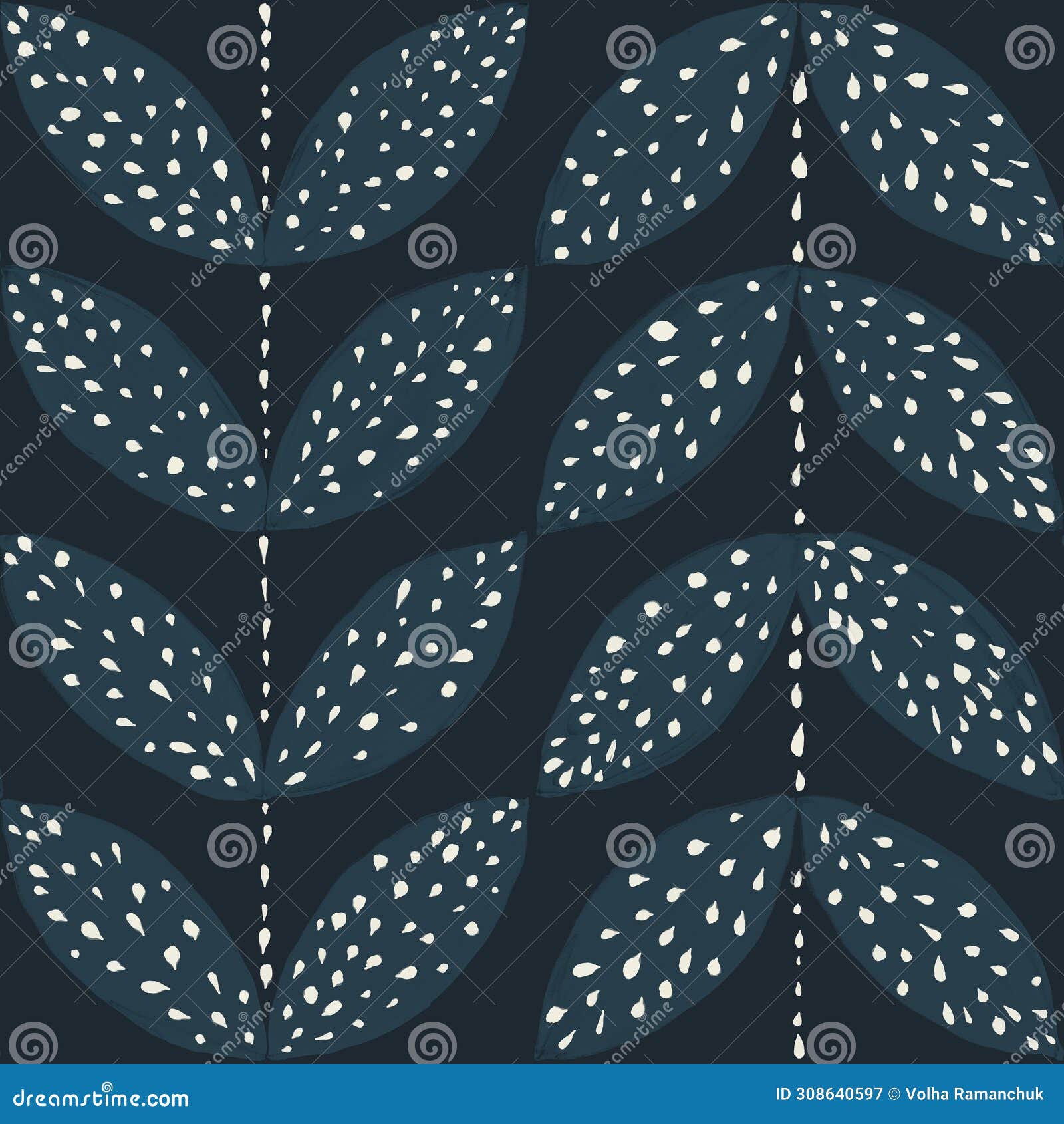 Seamless Trailing Florals Pattern, Gouache Painted Stylized Plants and ...