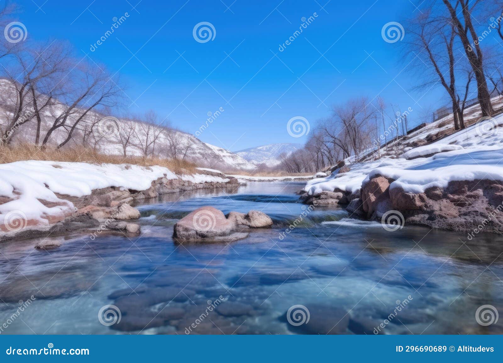 Seamless Transition of a Hot Spring into a Cold River Stock Image ...