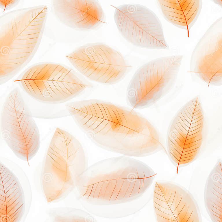 Seamless Translucent Texture of Orange Foliage Skeleton on White ...