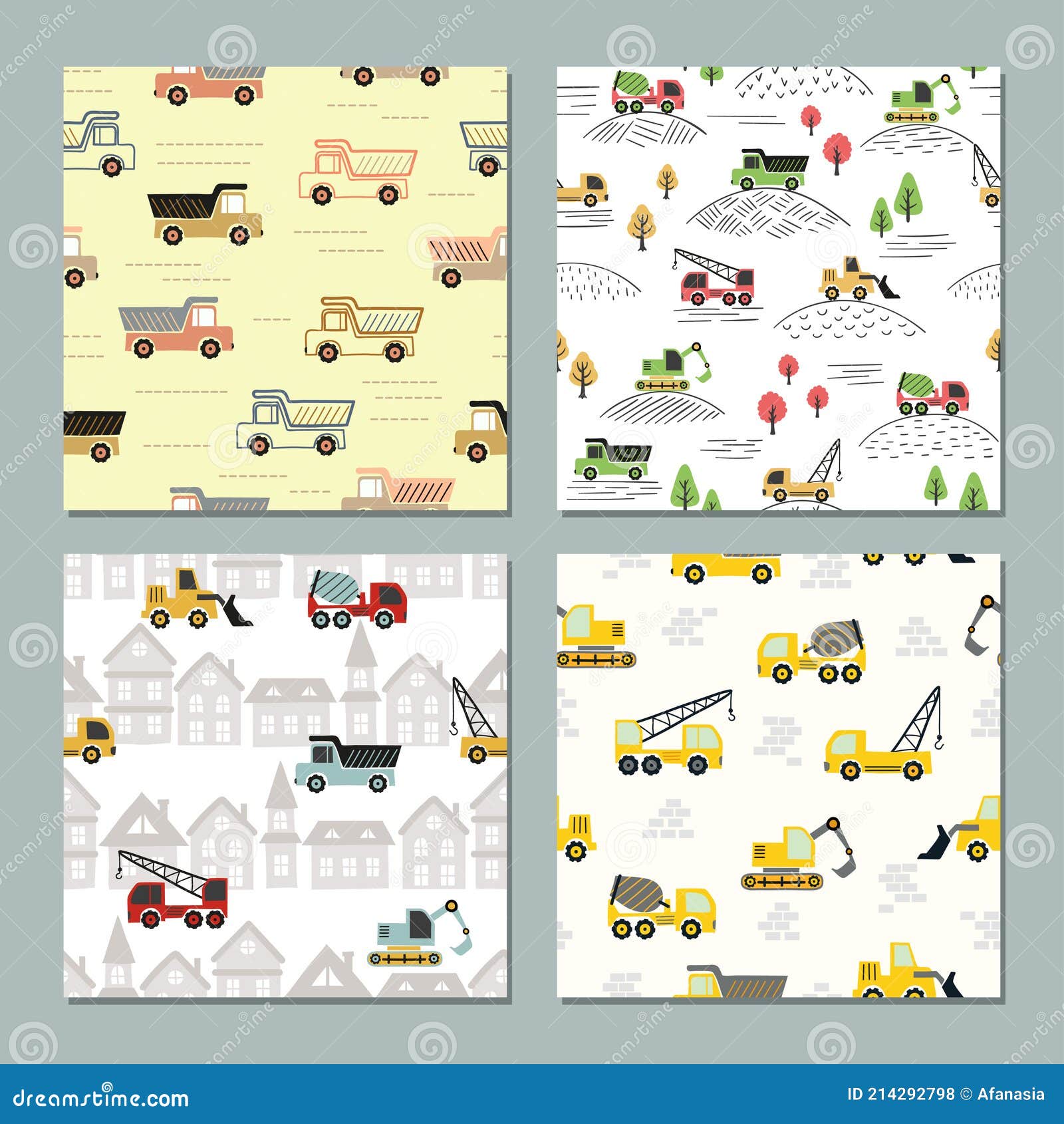 Seamless Transport Pattern with Colorful Trucks. Stock Vector ...