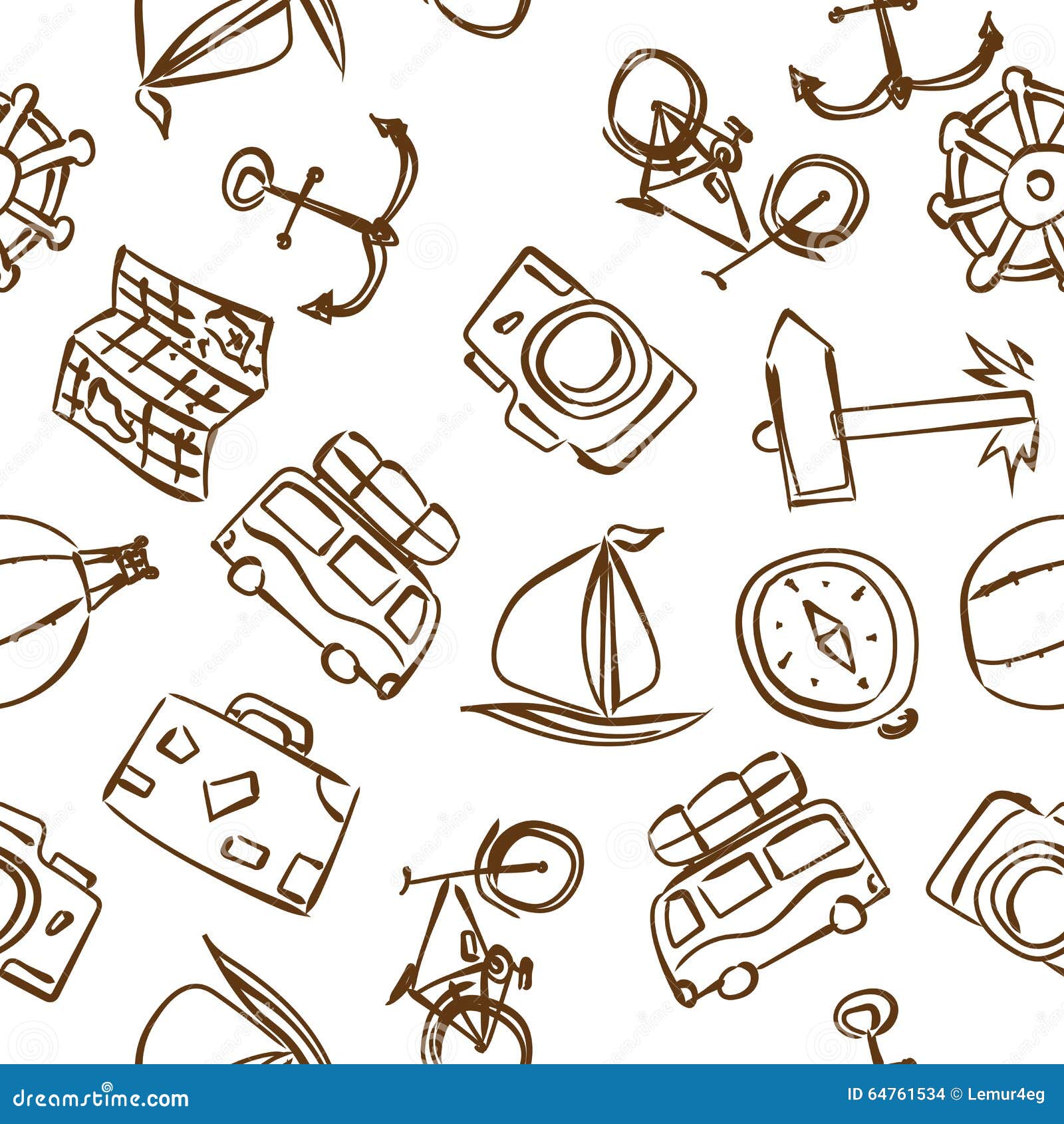 Seamless travel pattern stock vector. Illustration of sign - 64761534