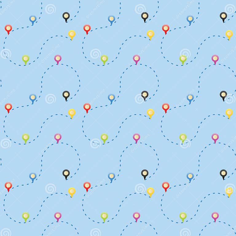 Seamless Traveling Path Pattern Stock Vector - Illustration of flat ...