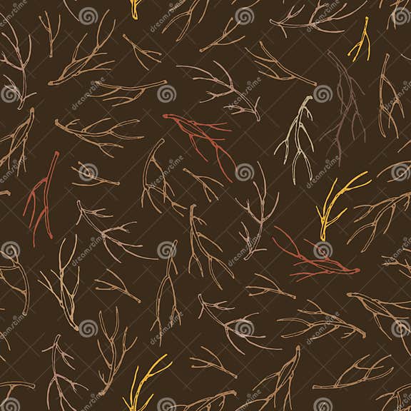 Seamless Tree Branch Pattern Hand Drawn Design Stock Vector ...