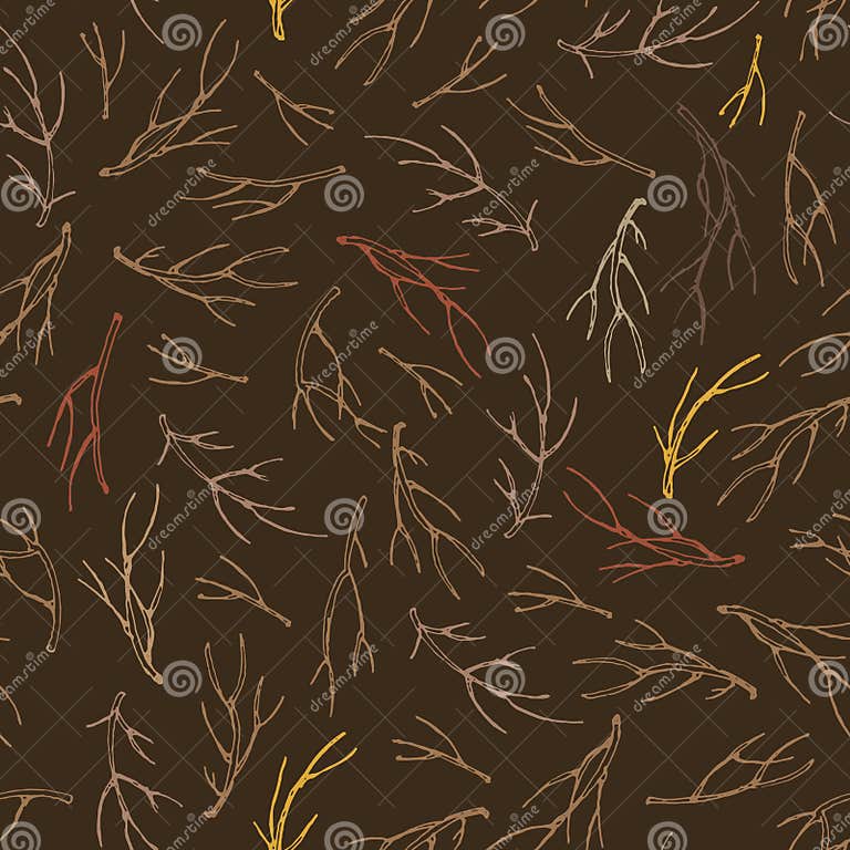 Seamless Tree Branch Pattern Hand Drawn Design Stock Vector ...