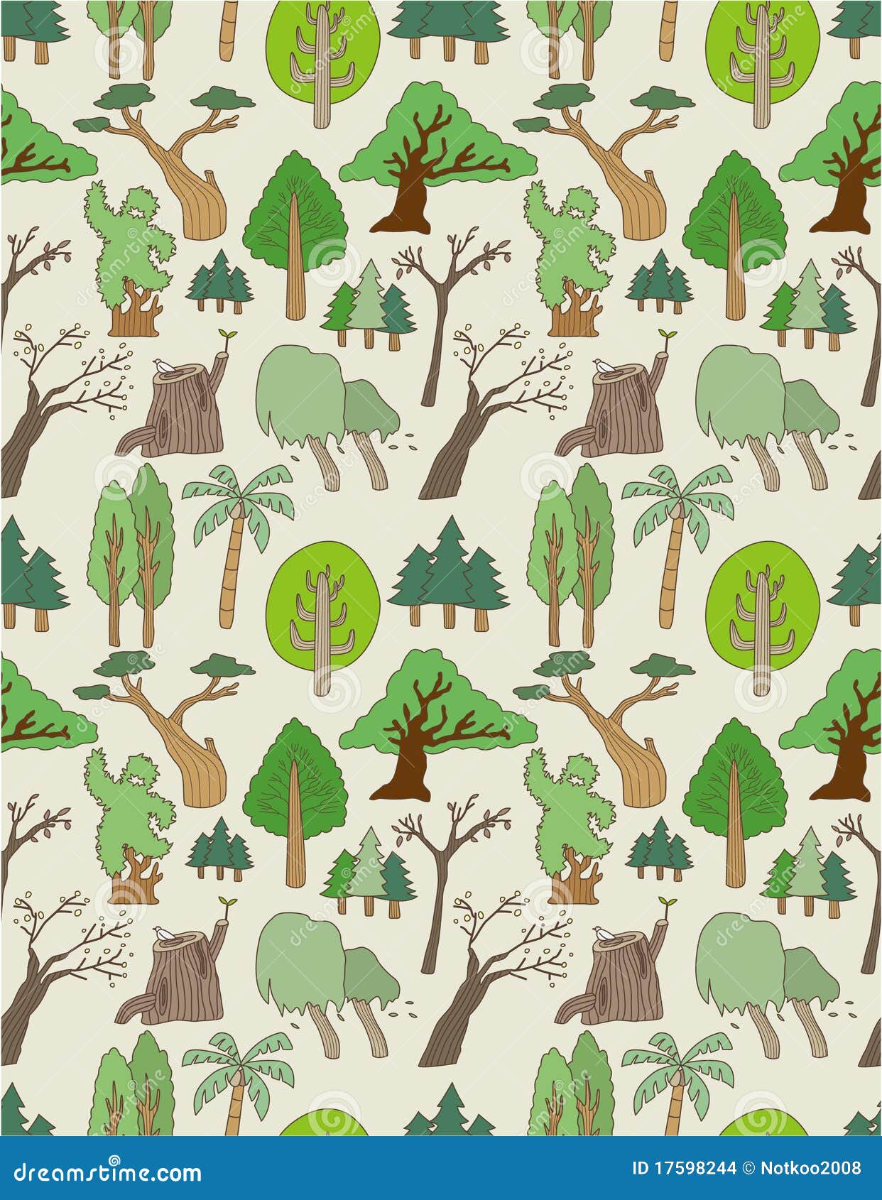 Seamless Tree Patterns Cartoon Vector | CartoonDealer.com #45600915