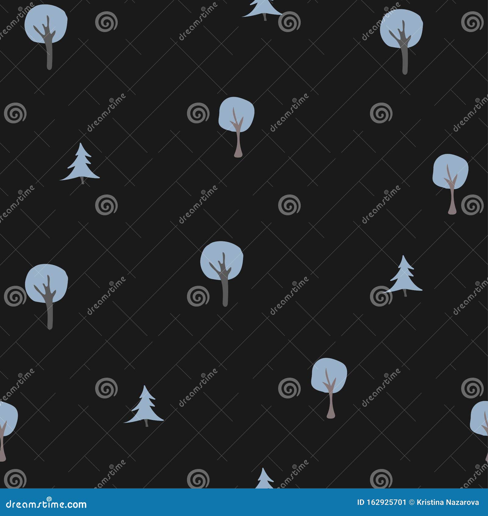 Seamless Tree Pattern on Black Stock Illustration - Illustration of ...