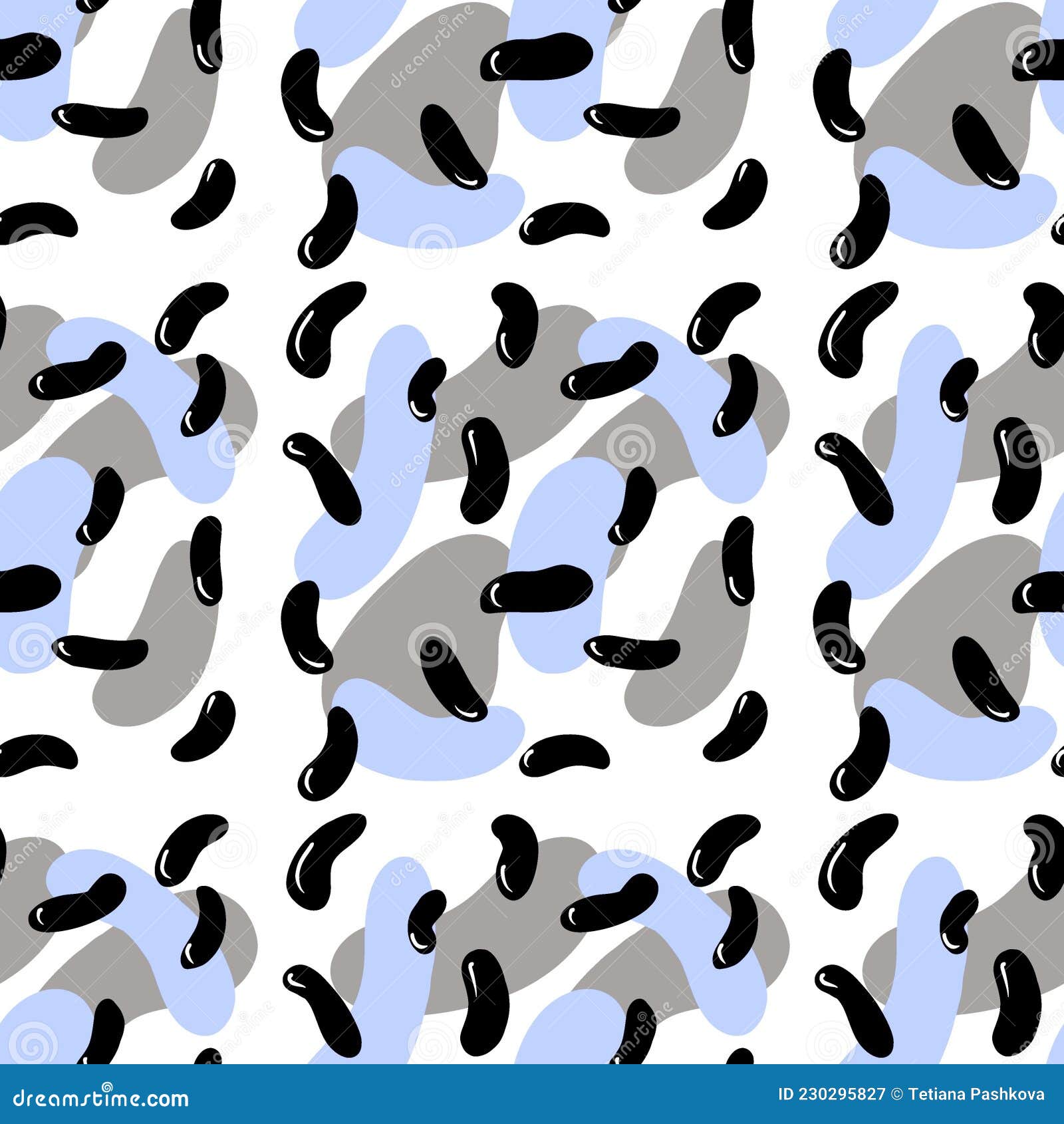 Seamless Trend Abstract Pattern with Black, Blue and Grey Objects on ...