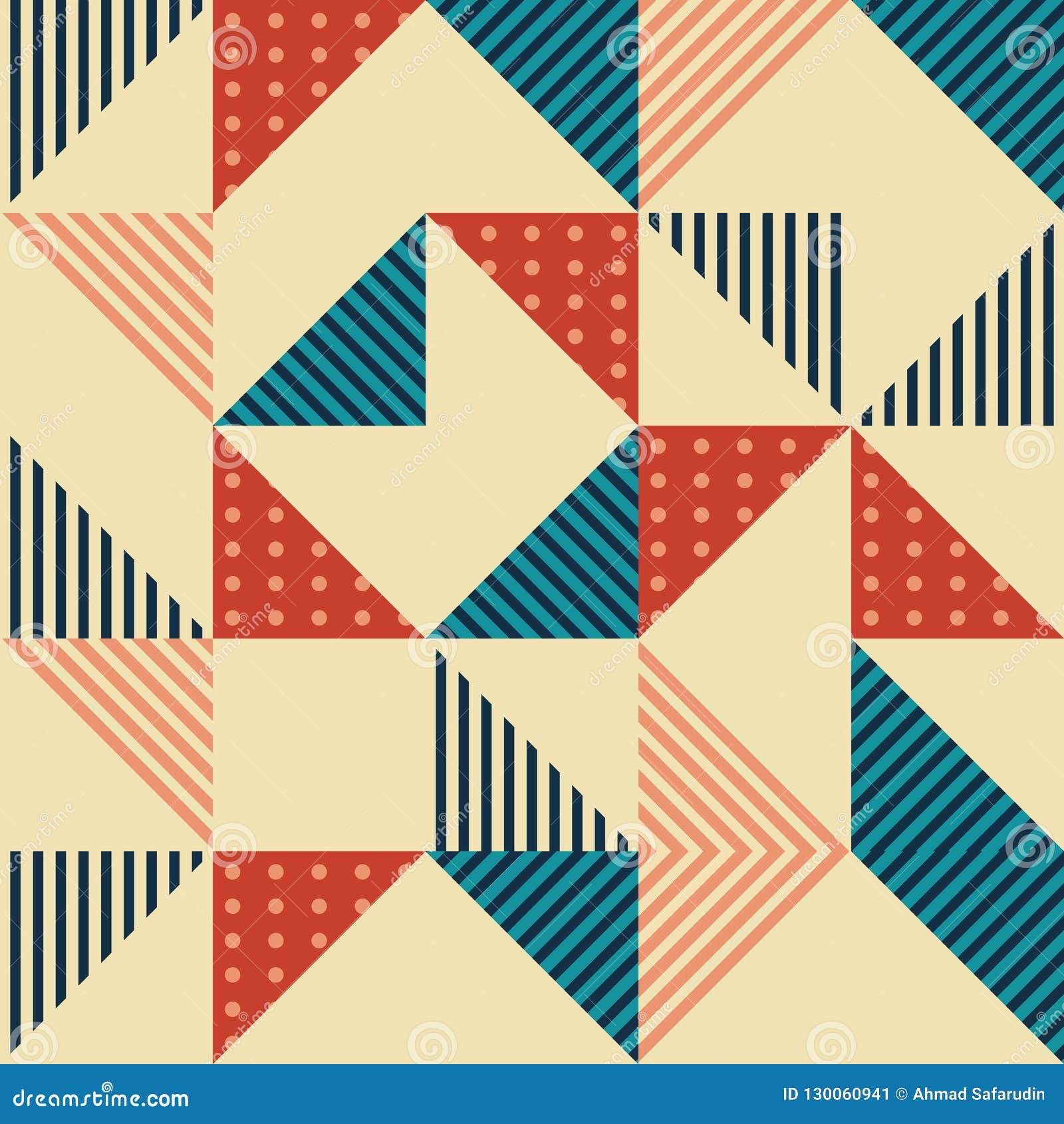 Seamless Trendy Hipster Triangle Abstract Vintage Colorful Pattern ...