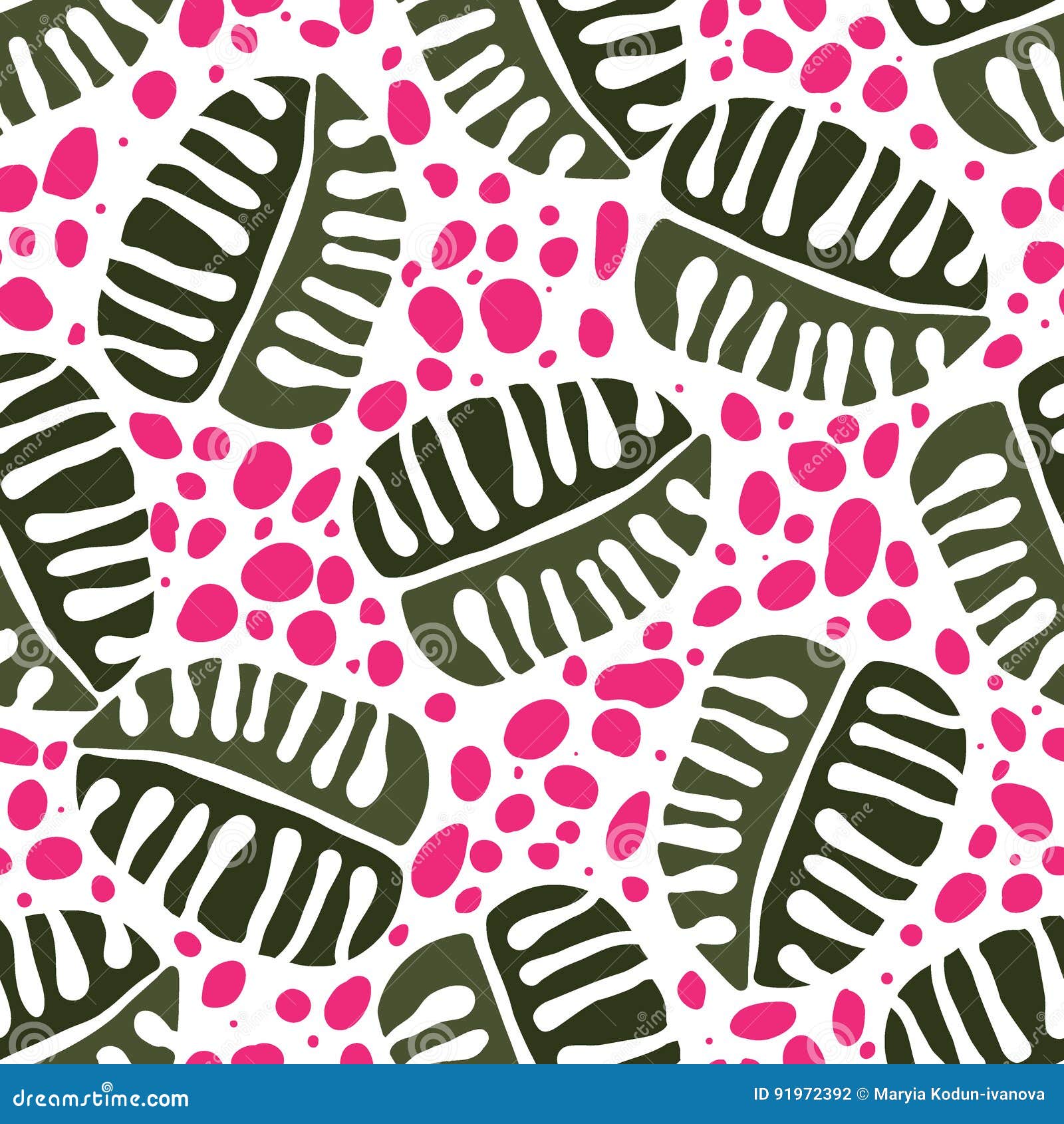 Seamless Trendy Pattern Design with Leafs Stock Vector - Illustration ...