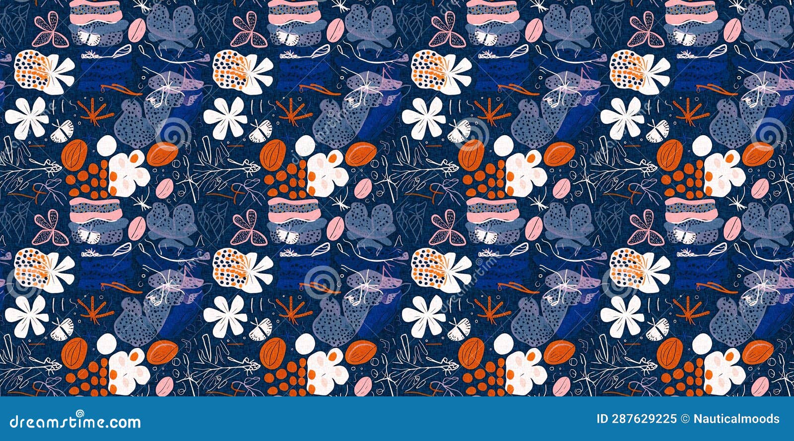 Fun Modern Coastal Pattern Clash Fabric Border Print For Summer Beach