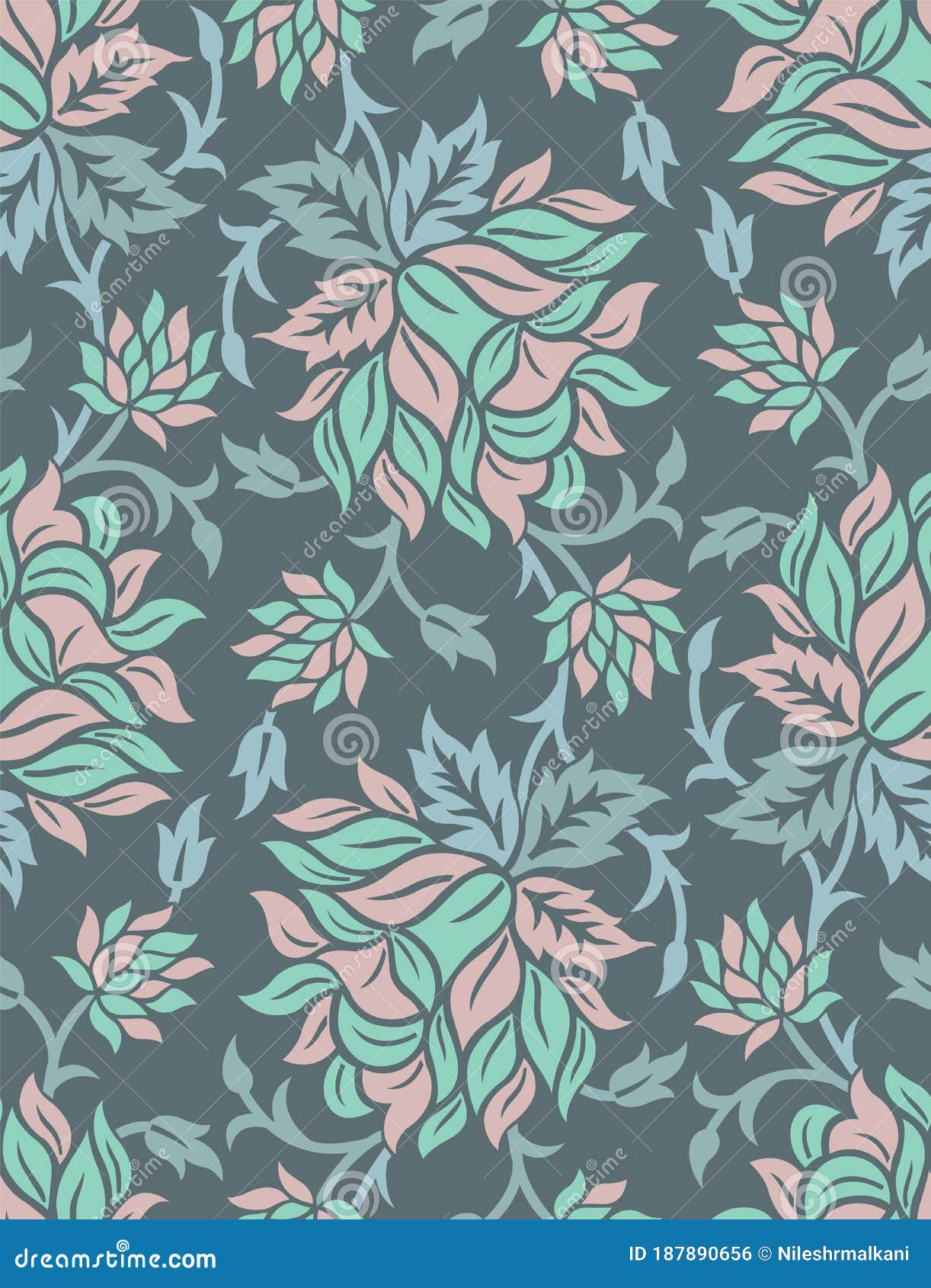 Seamless Tribal Floral Pattern Design Stock Vector - Illustration of ...