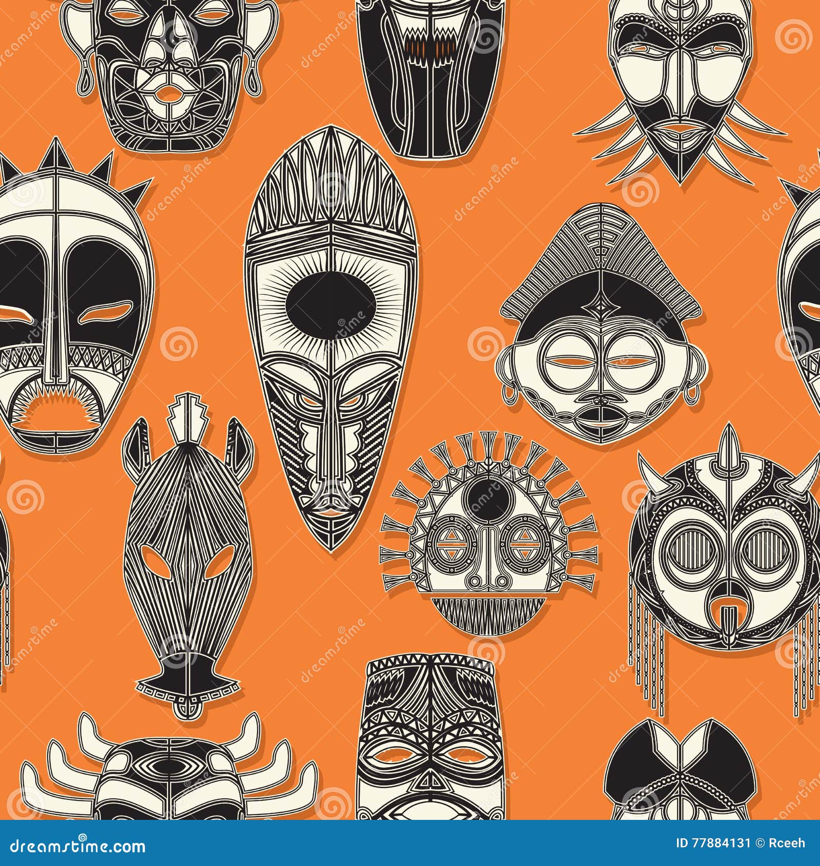 Seamless tribal mask stock vector. Illustration of afro - 77884131