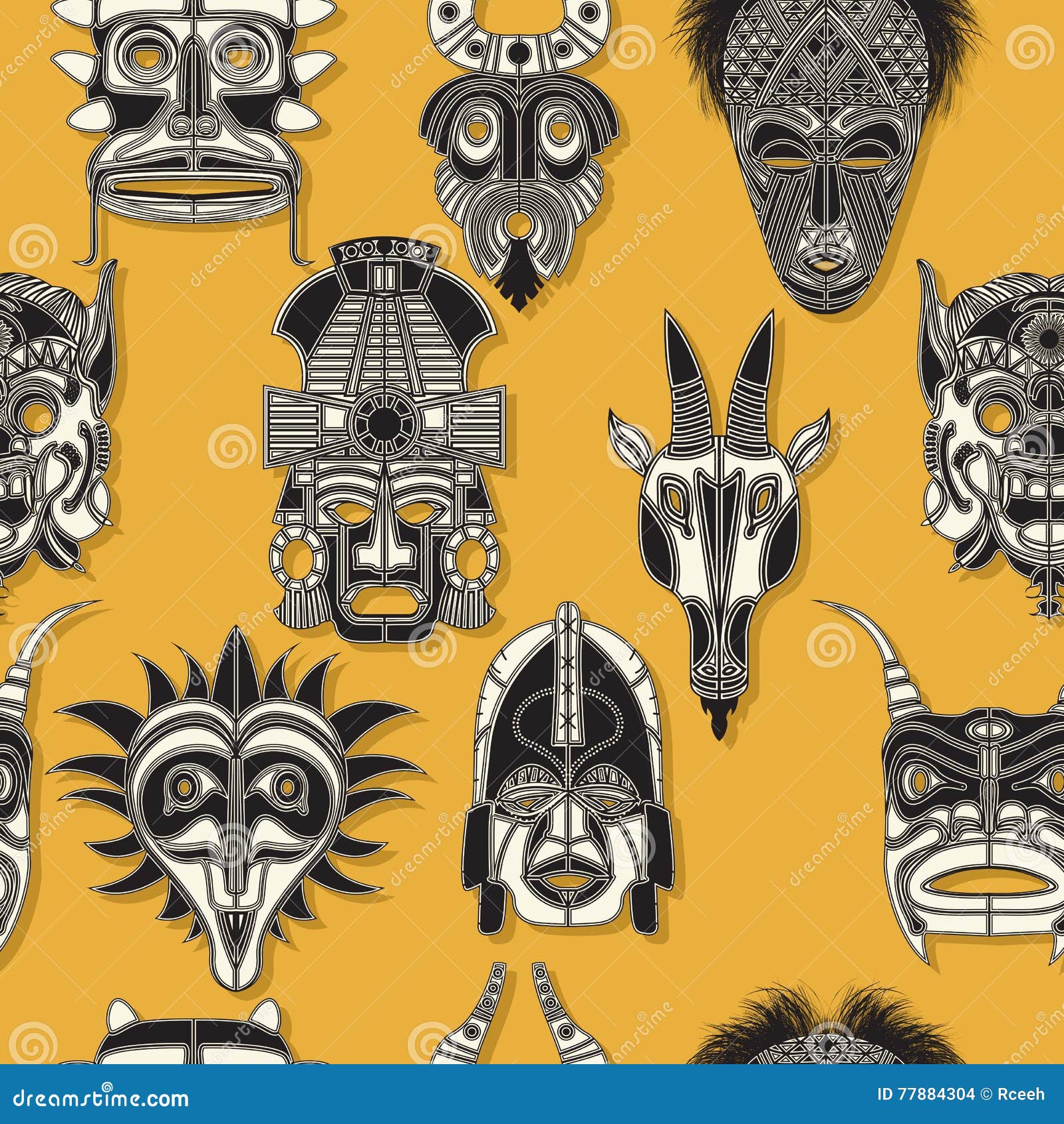 Seamless tribal mask stock vector. Illustration of decorative - 77884304