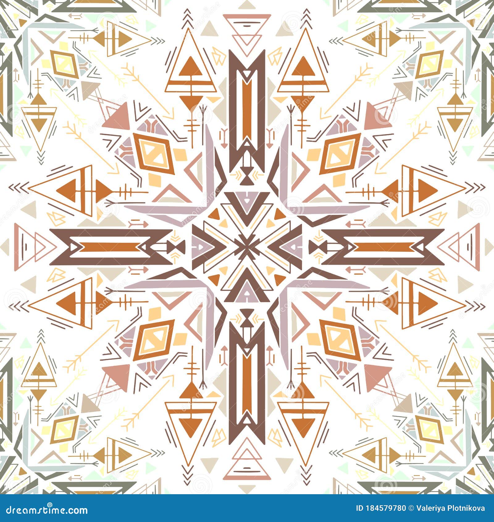 Seamless Tribal Native Texture. Flat Colorful Tracery Drawing on a ...
