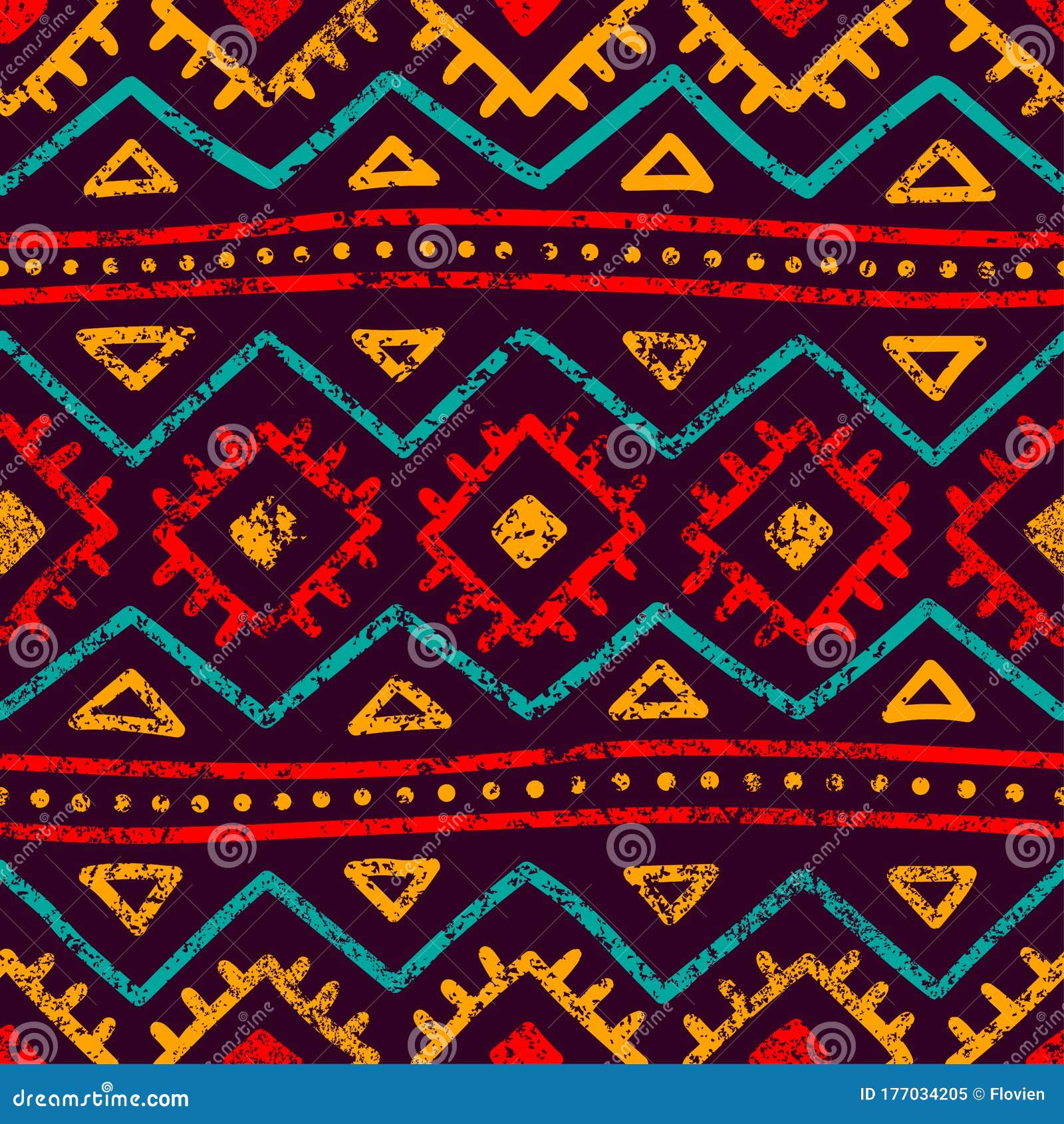 Seamless Tribal Pattern. Grunge Texture. Bohemian Style Print. Vector ...