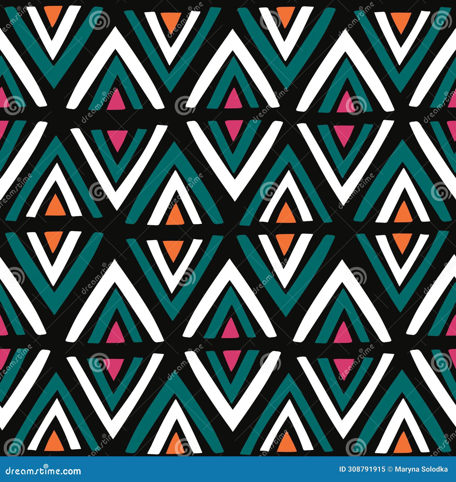 Seamless Tribal Pattern with Hand Drawn Triangles. Ethnic Pattern ...