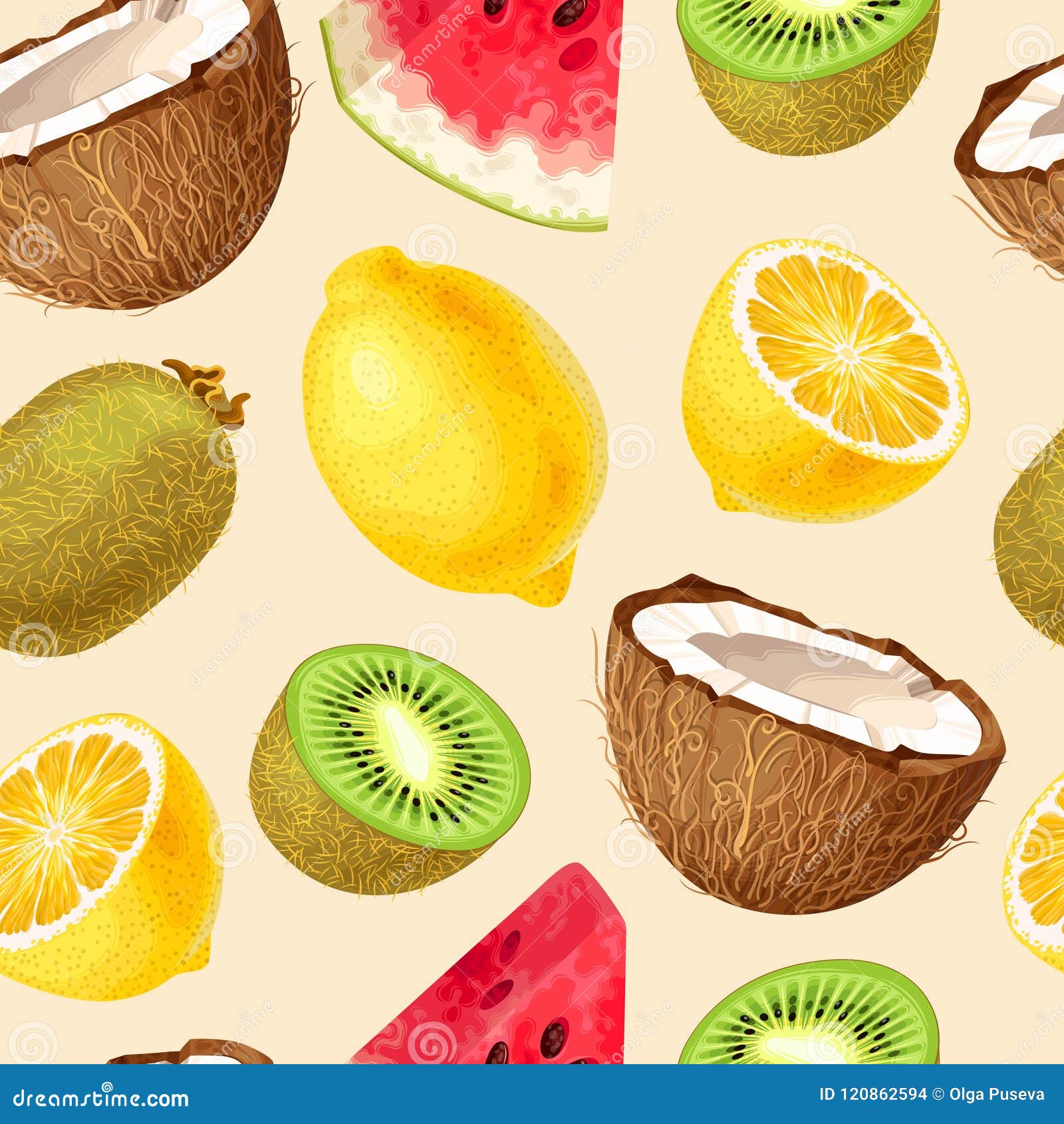 Seamless fruit pattern stock vector. Illustration of watermelon - 120862594