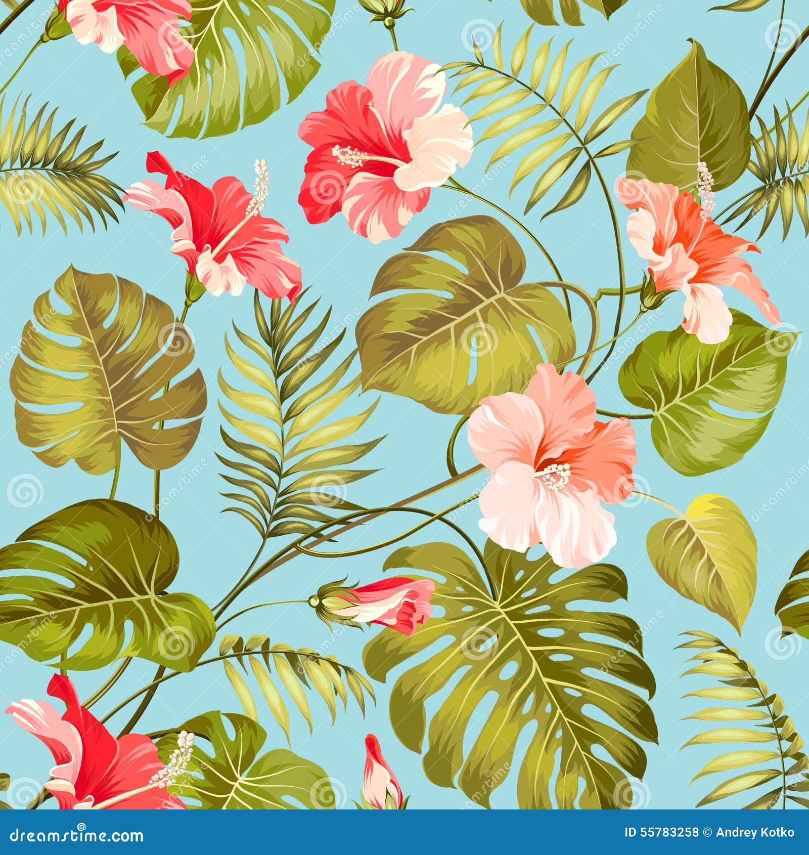 Seamless tropical flower stock vector. Illustration of decorative ...