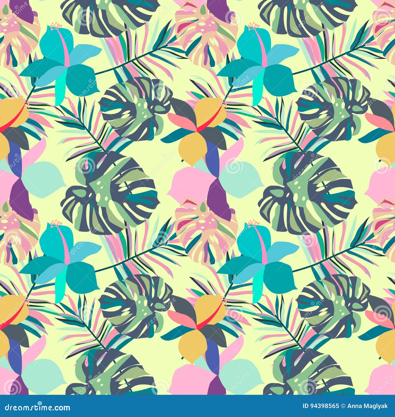 Seamless Tropical Flower Pattern Stock Vector - Illustration of holiday ...