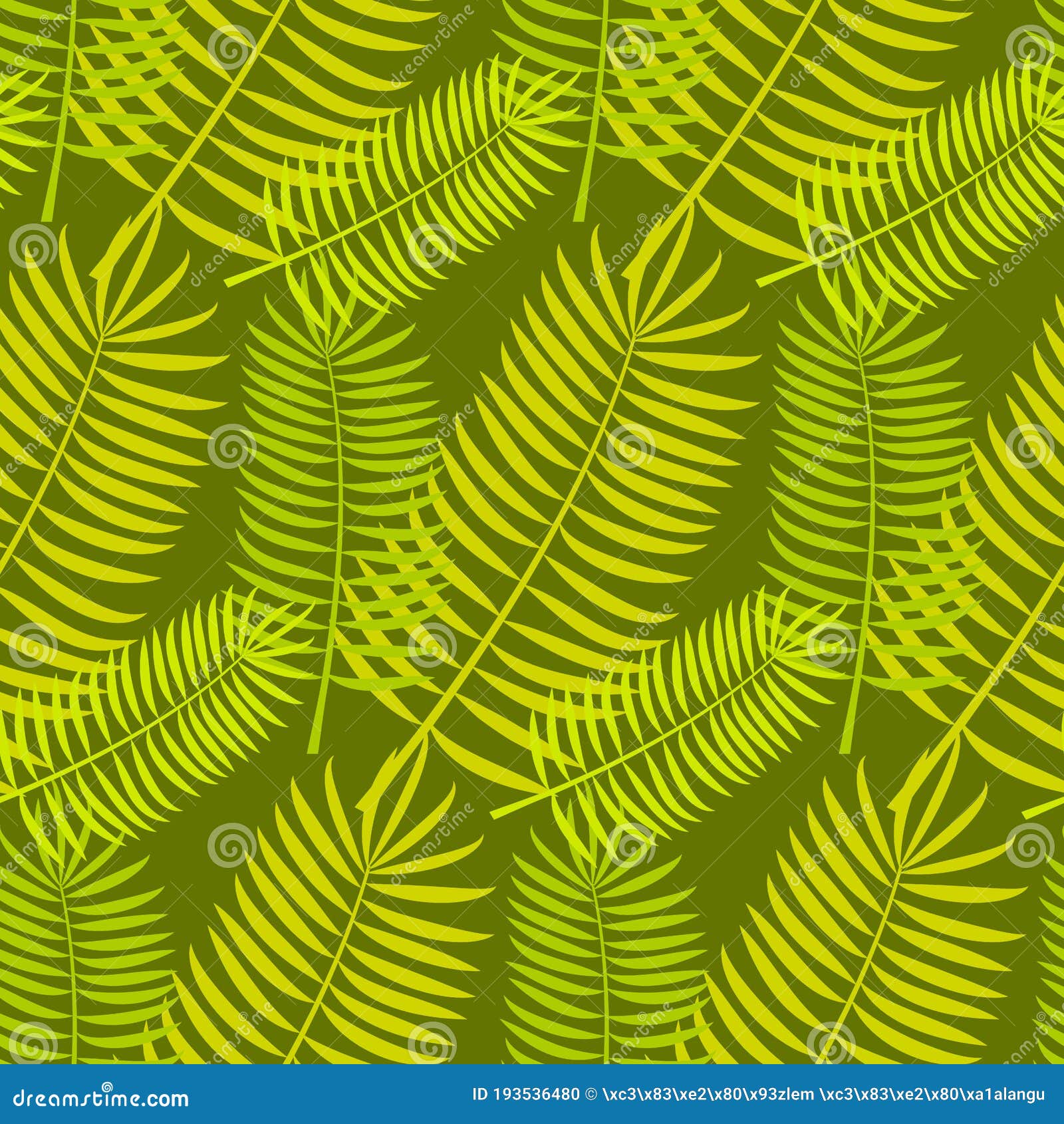 Seamless Tropical Leaf Pattern and Background Vector Illustration Stock ...