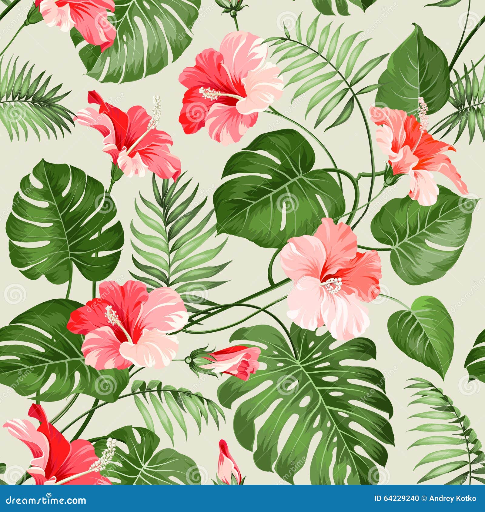 Seamless tropical pattern stock vector. Illustration of fashion - 64229240