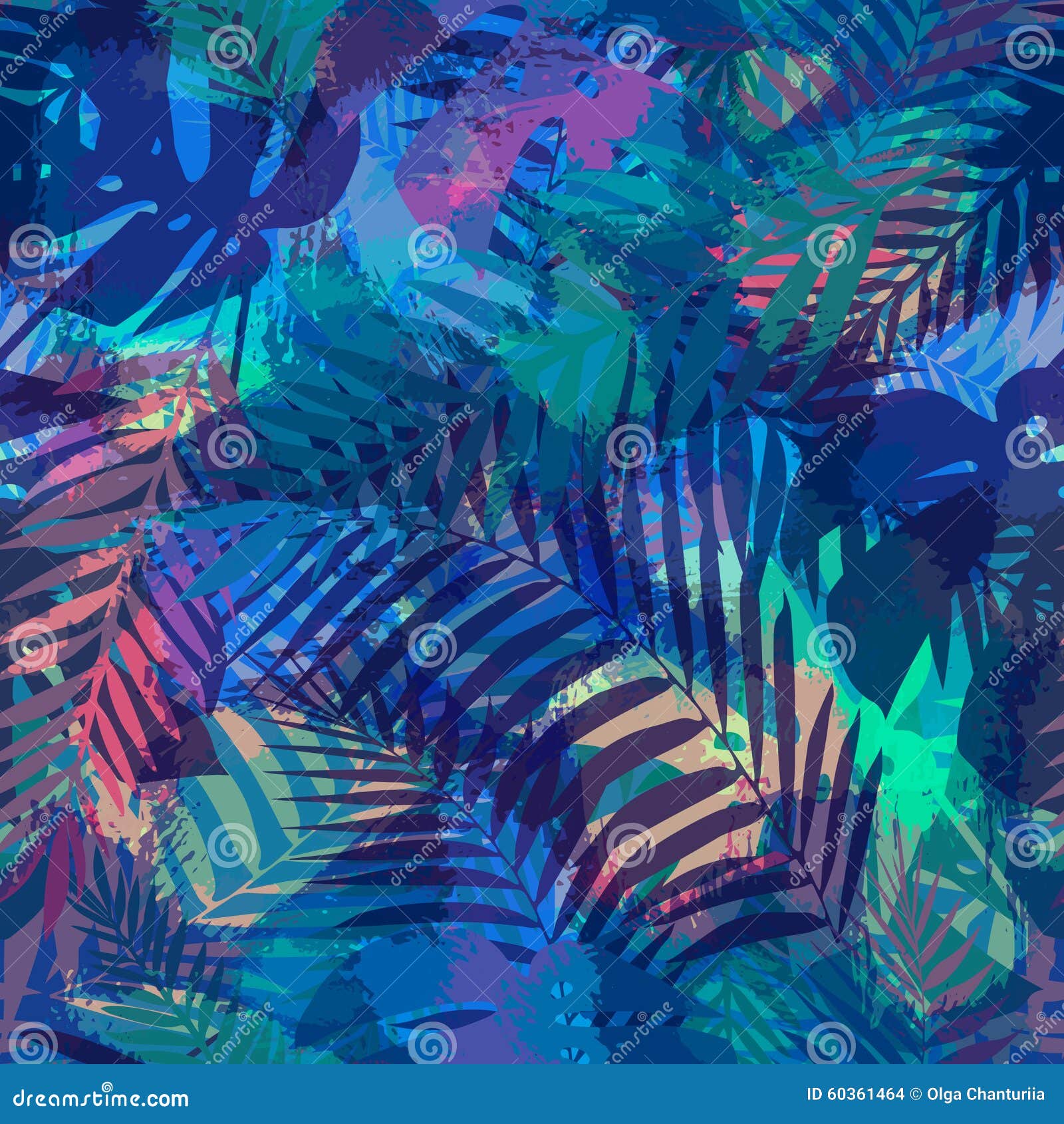 Seamless Tropical Pattern with Palm Leaves. Stock Vector - Illustration ...