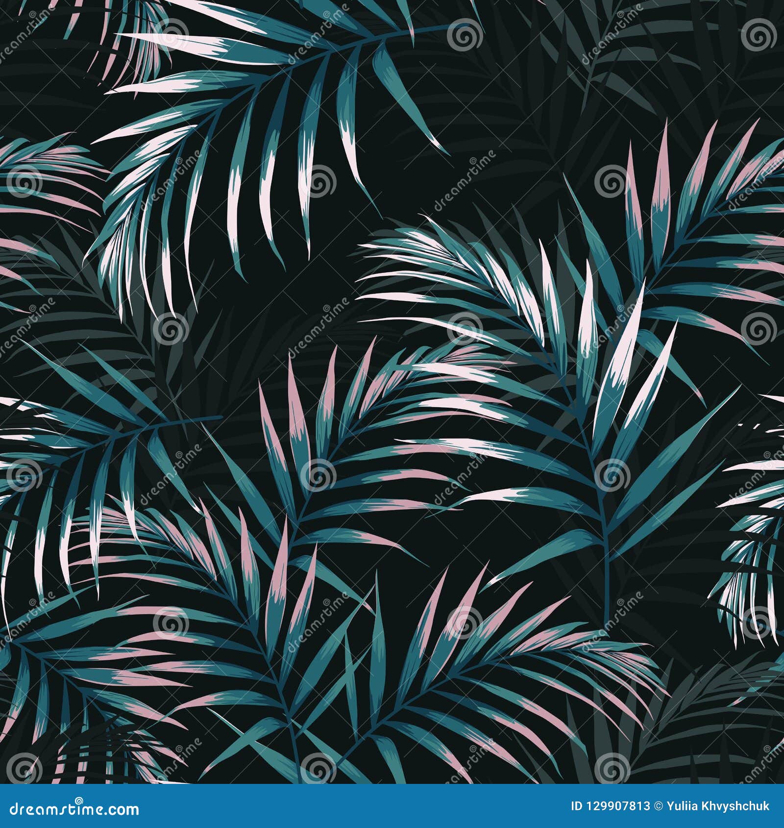 Seamless Tropical Pattern, Vivid Tropic Foliage, with Dark and Pink ... Seamless Tropical Pattern, Vivid Tropic Foliage, with Dark and Pink ...