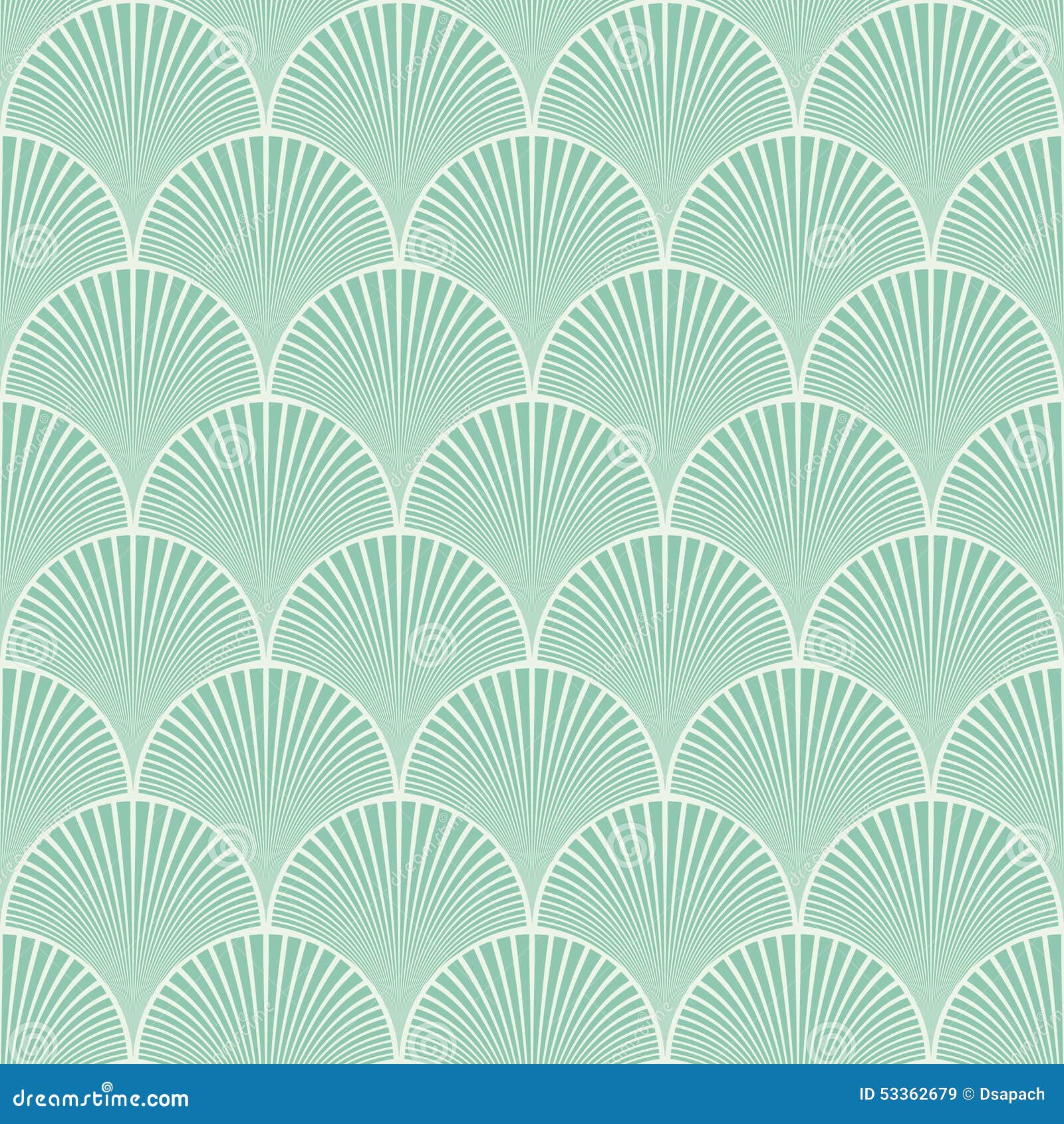 Seamless Turquoise Japanese Art Deco Floral Waves Pattern Vector Stock ...