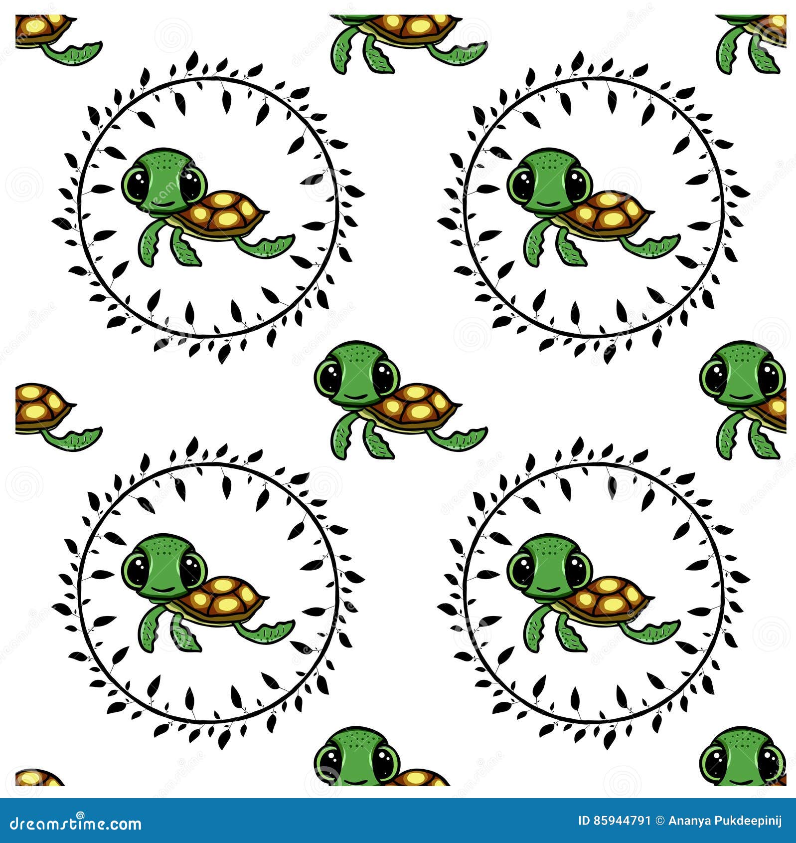 Seamless Turtle Cartoon Pattern Stock Illustration - Illustration of ...