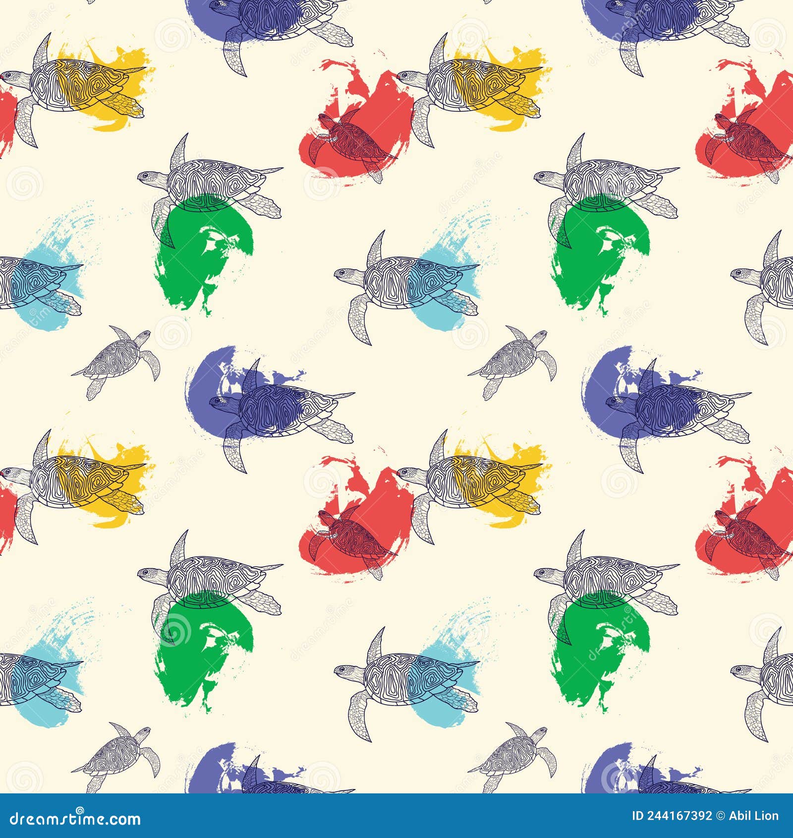 Seamless Turtle Shell Pattern Cartoon Vector | CartoonDealer.com #94551179