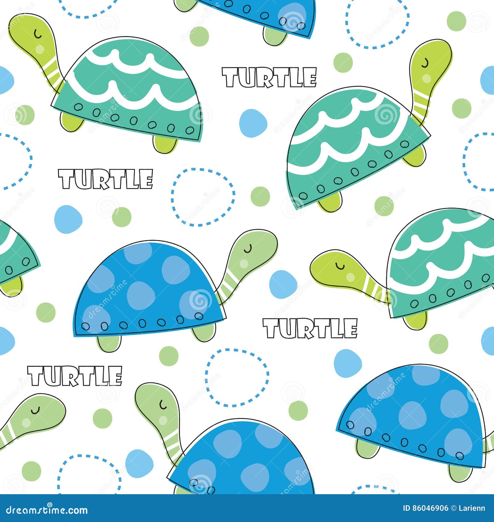Seamless Turtle Pattern Vector Illustration Stock Vector - Illustration ...