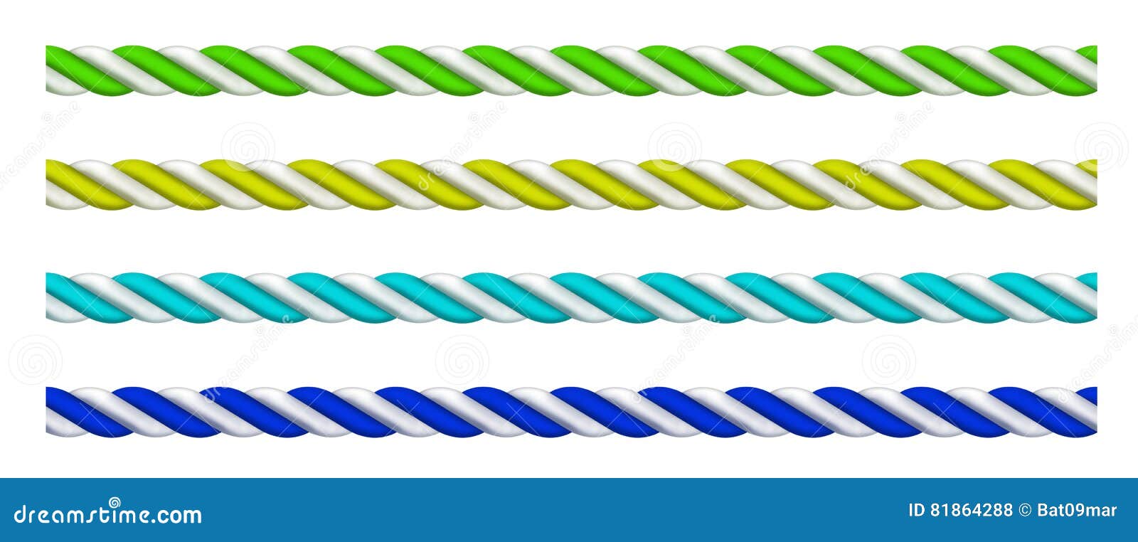 Seamless Twisted Silk Rope in Cool Colors Isolated Stock Illustration ...