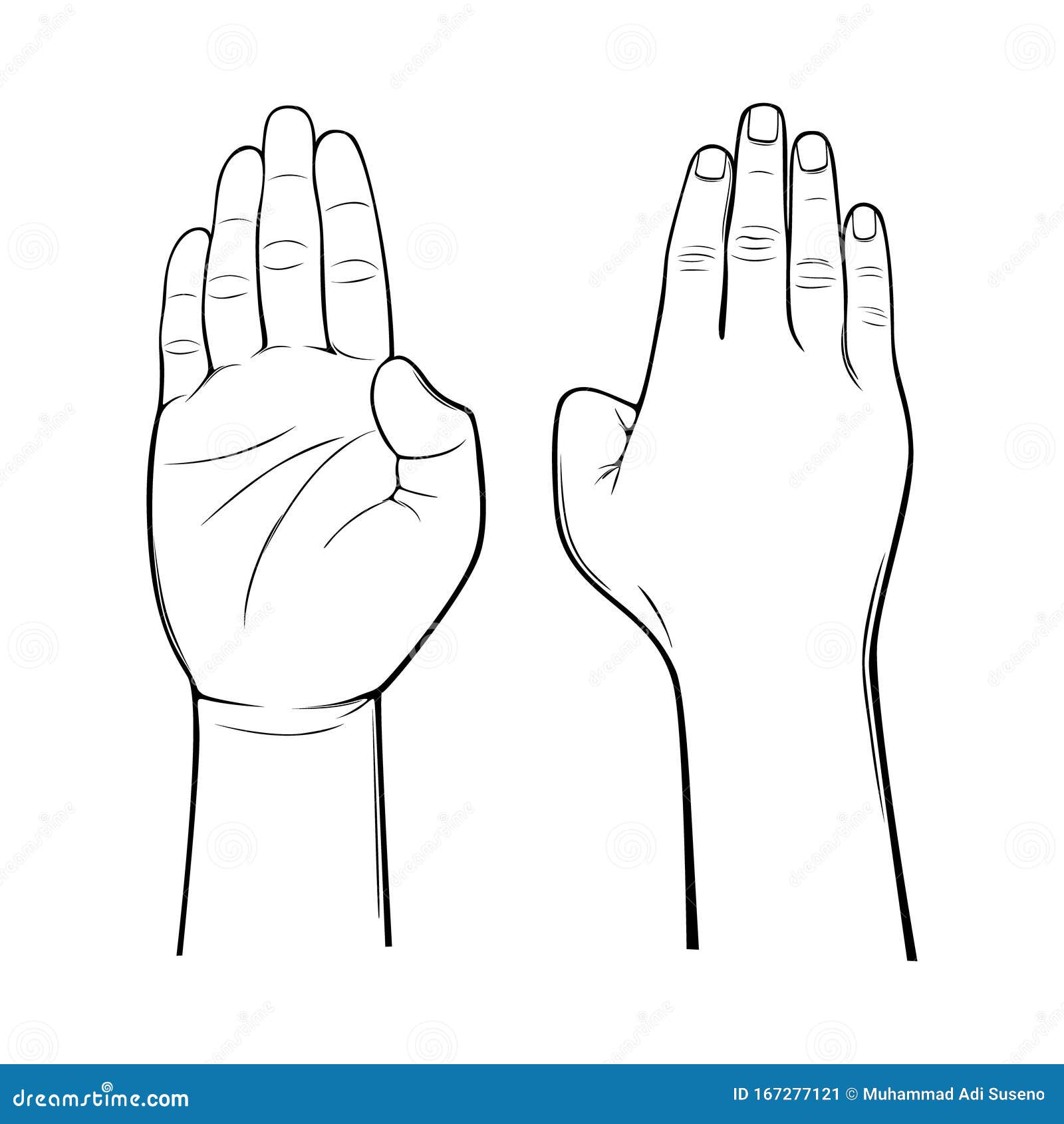 Seamless Two Sides Hands Line Art Illustration Stock Vector ...
