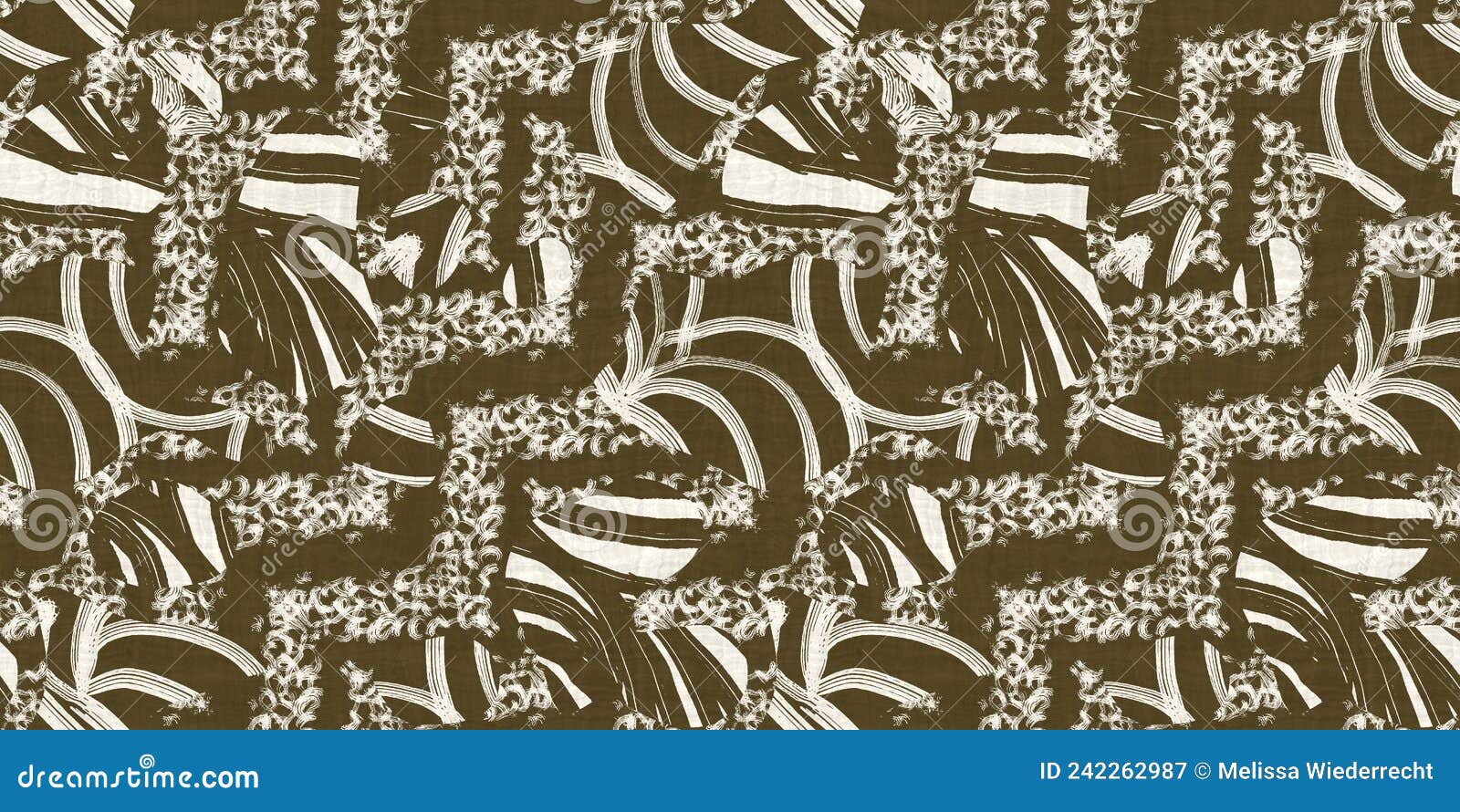 Seamless Two Tone Hand Drawn Brushed Effect Pattern Border Swatch Stock ...