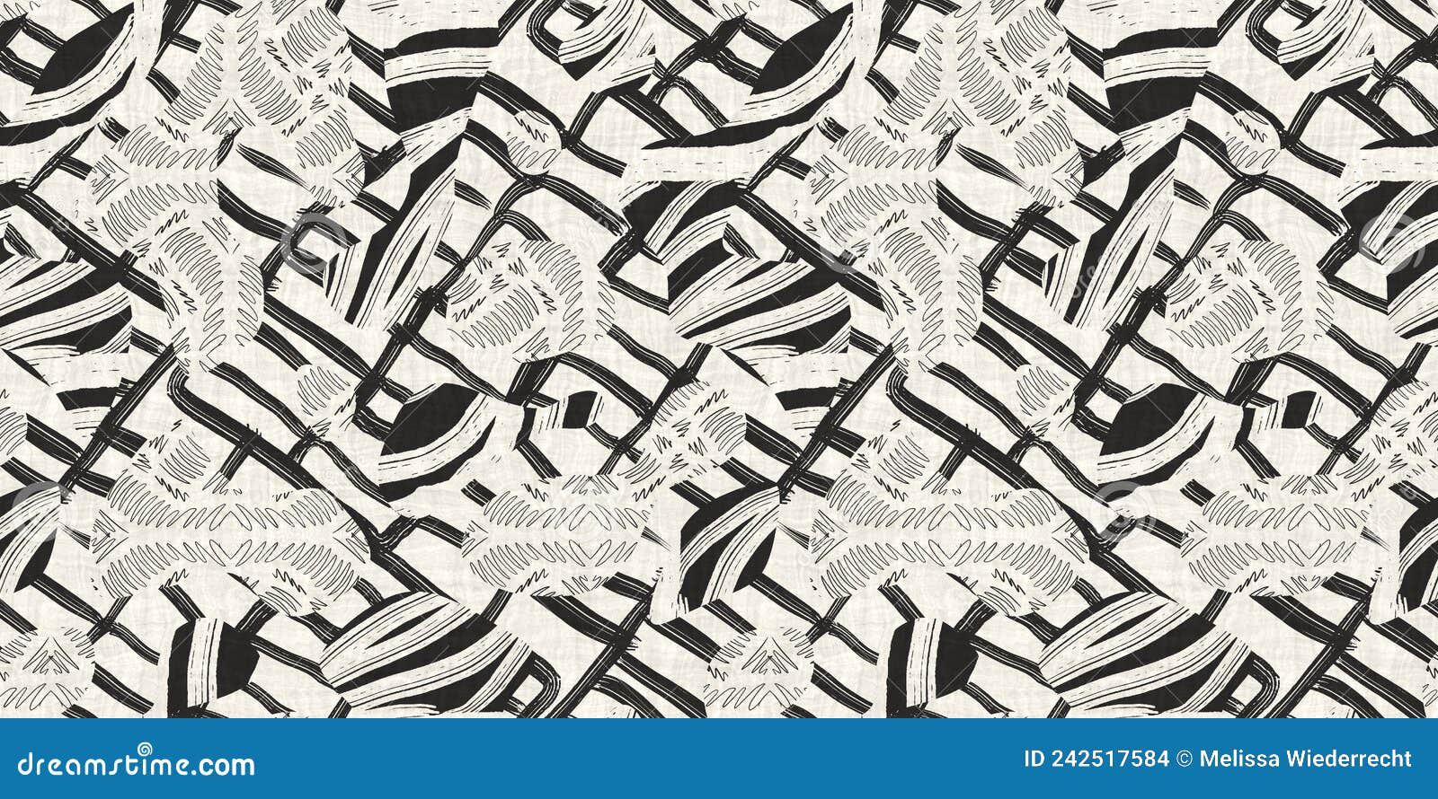 Seamless Two Tone Hand Drawn Brushed Effect Pattern Border Swatch Stock ...