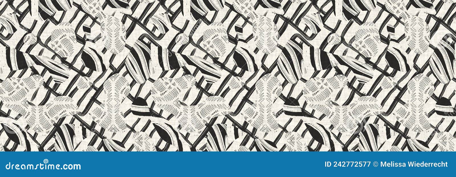 Seamless Two Tone Hand Drawn Brushed Effect Pattern Border Swatch Stock ...