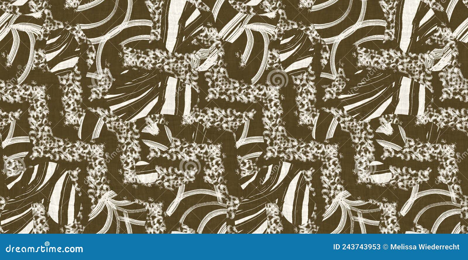 Seamless Two Tone Hand Drawn Brushed Effect Pattern Border Swatch Stock ...