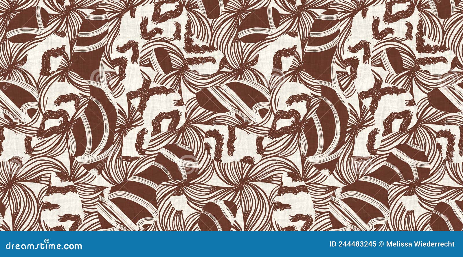 Seamless Two Tone Hand Drawn Brushed Effect Pattern Border Swatch Stock ...